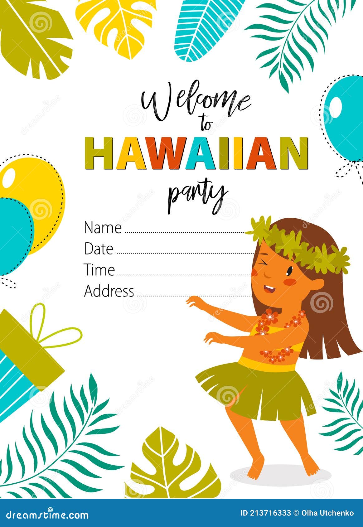 Print. Vector Card "Welcome To Hawaiian Party". Stock Vector ...