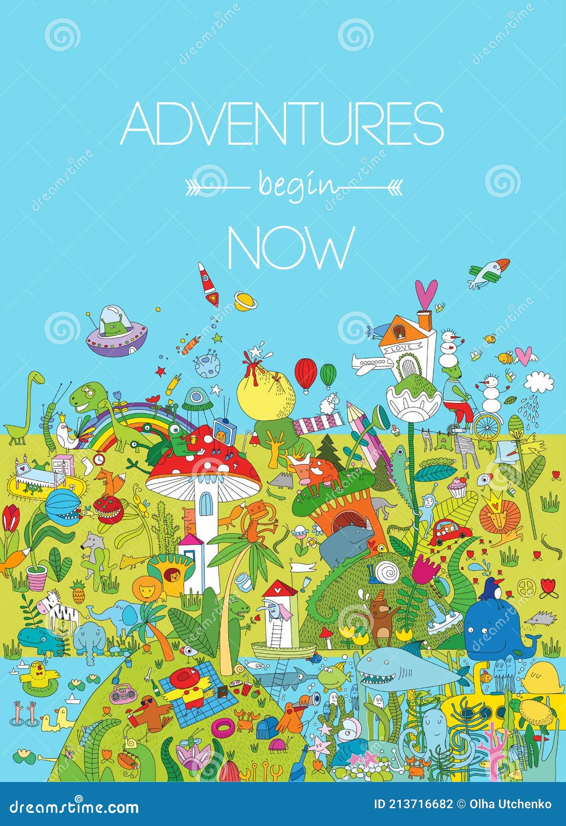 Print. Vector Illustration Detailed Illustration. "adventure Begins Now ...