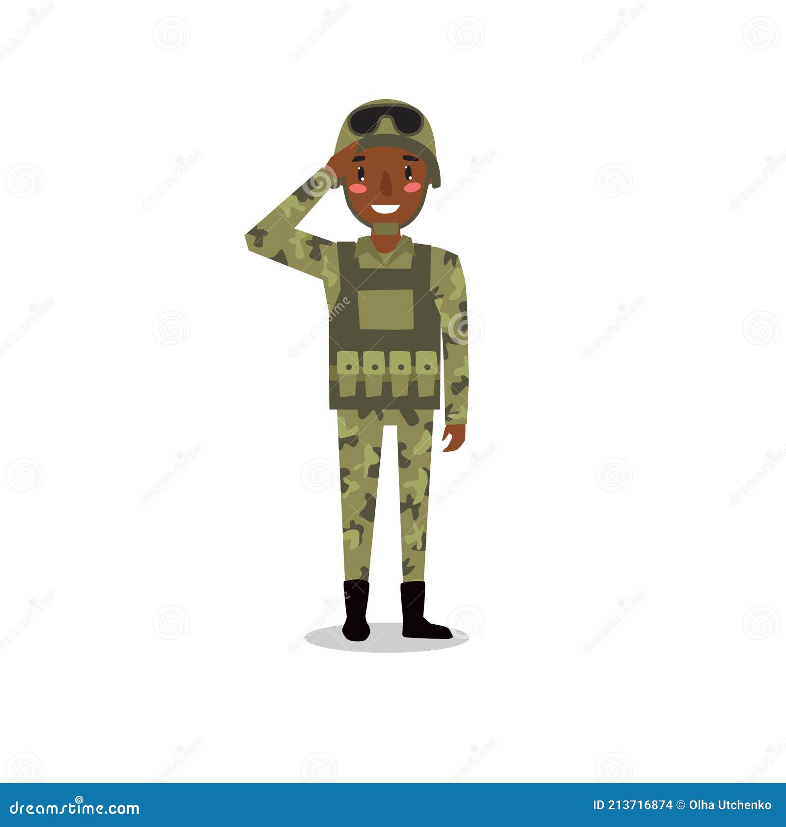 Print. Vector Military Soldier. African American Military Man. Stock ...