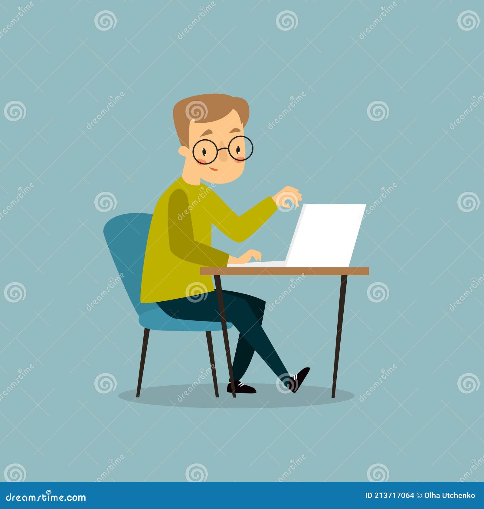 Cartoon Writer Or Poet Dog With Typewriter Coloring Page Vector ...