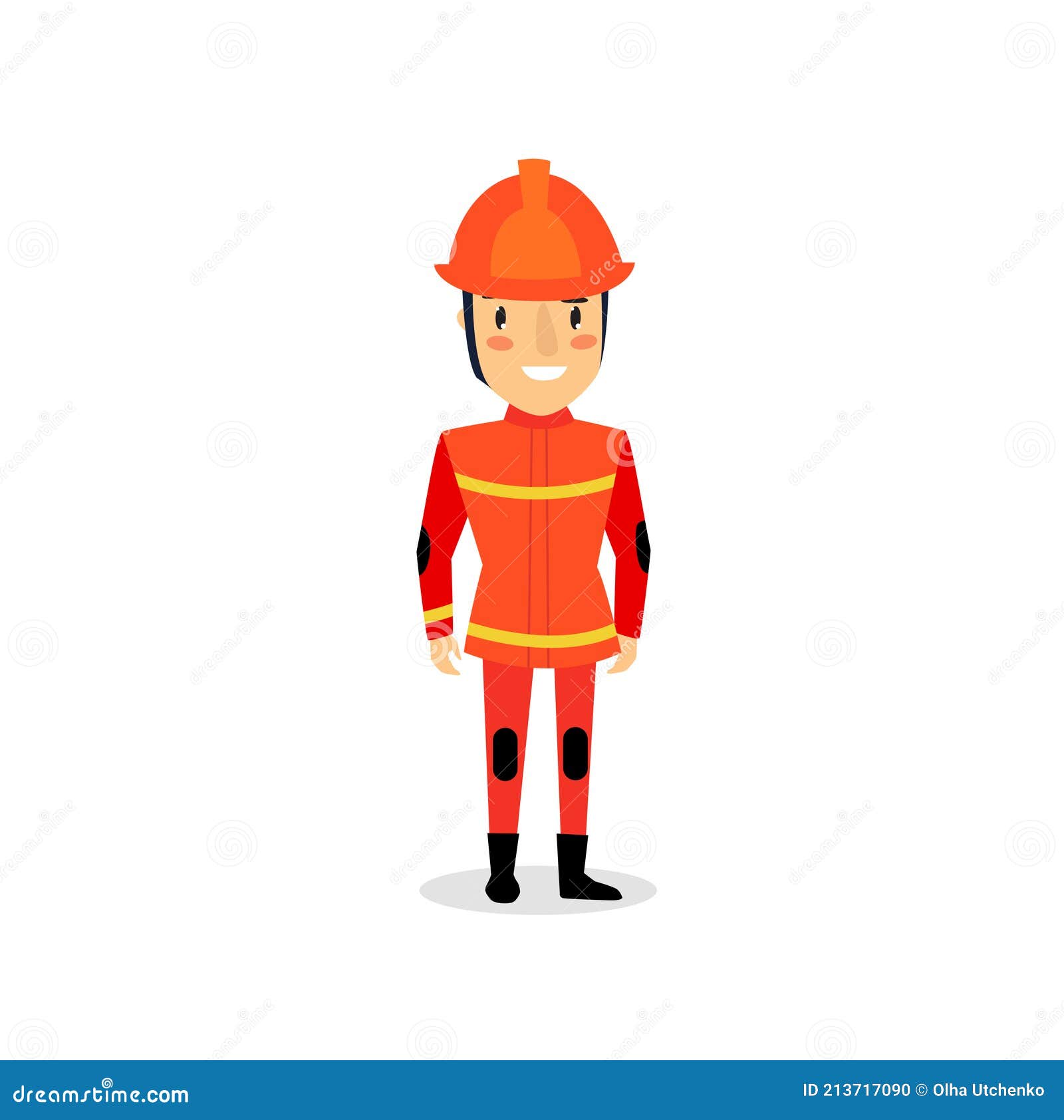Print. Vector Cartoon Firefighter in Suit. Stock Vector - Illustration ...