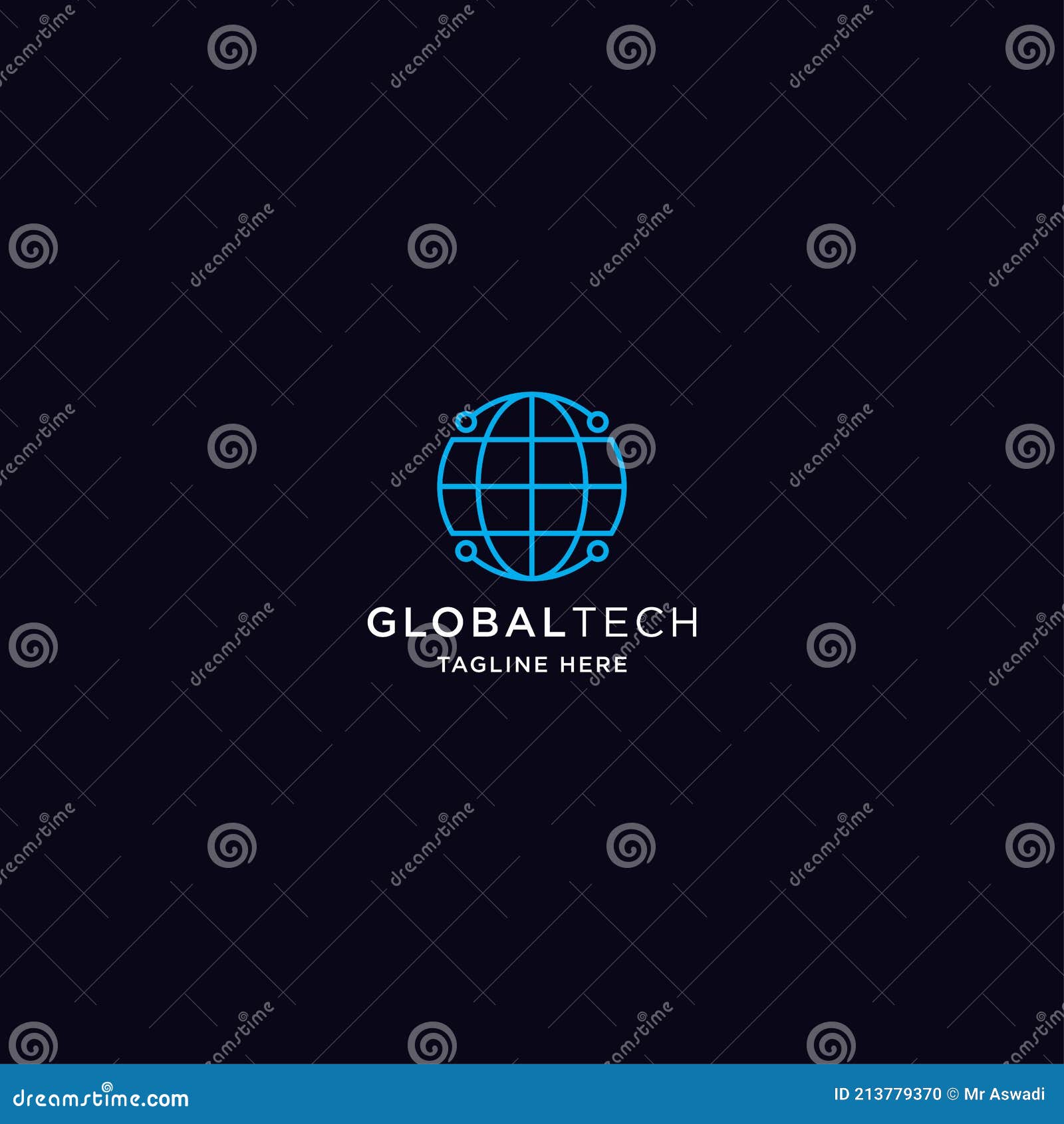 Monoline Global Tech Blue Logo Icon Design Template Modern Flat Vector ...
