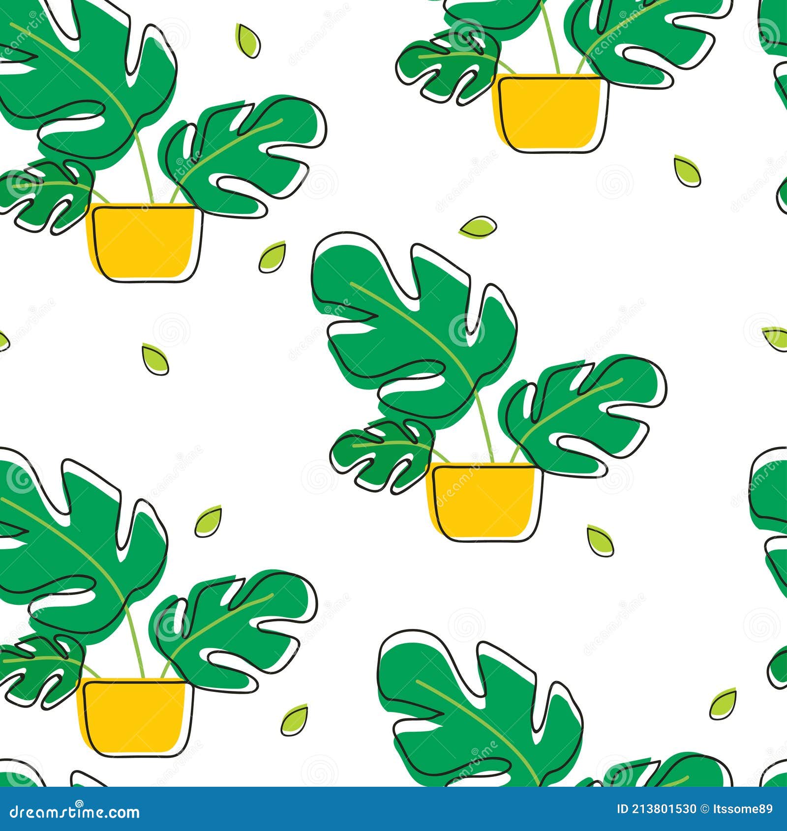 Seamless Pattern with Cute Cartoon Plant for Fabric Print, Textile ...