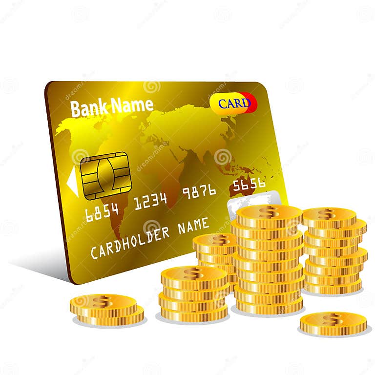 Dollar Coins with Gold Credit Cards Stock Vector - Illustration of ...