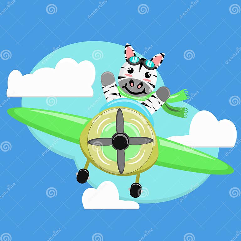 Illustration Vector Graphic Cartoon Character of Cute Zebra Pilot ...