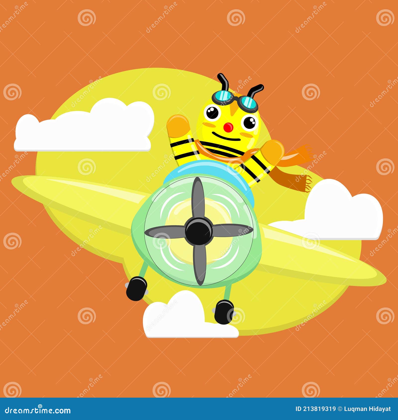 Illustration Vector Graphic Cartoon Character of Cute Bee Pilot Flight ...