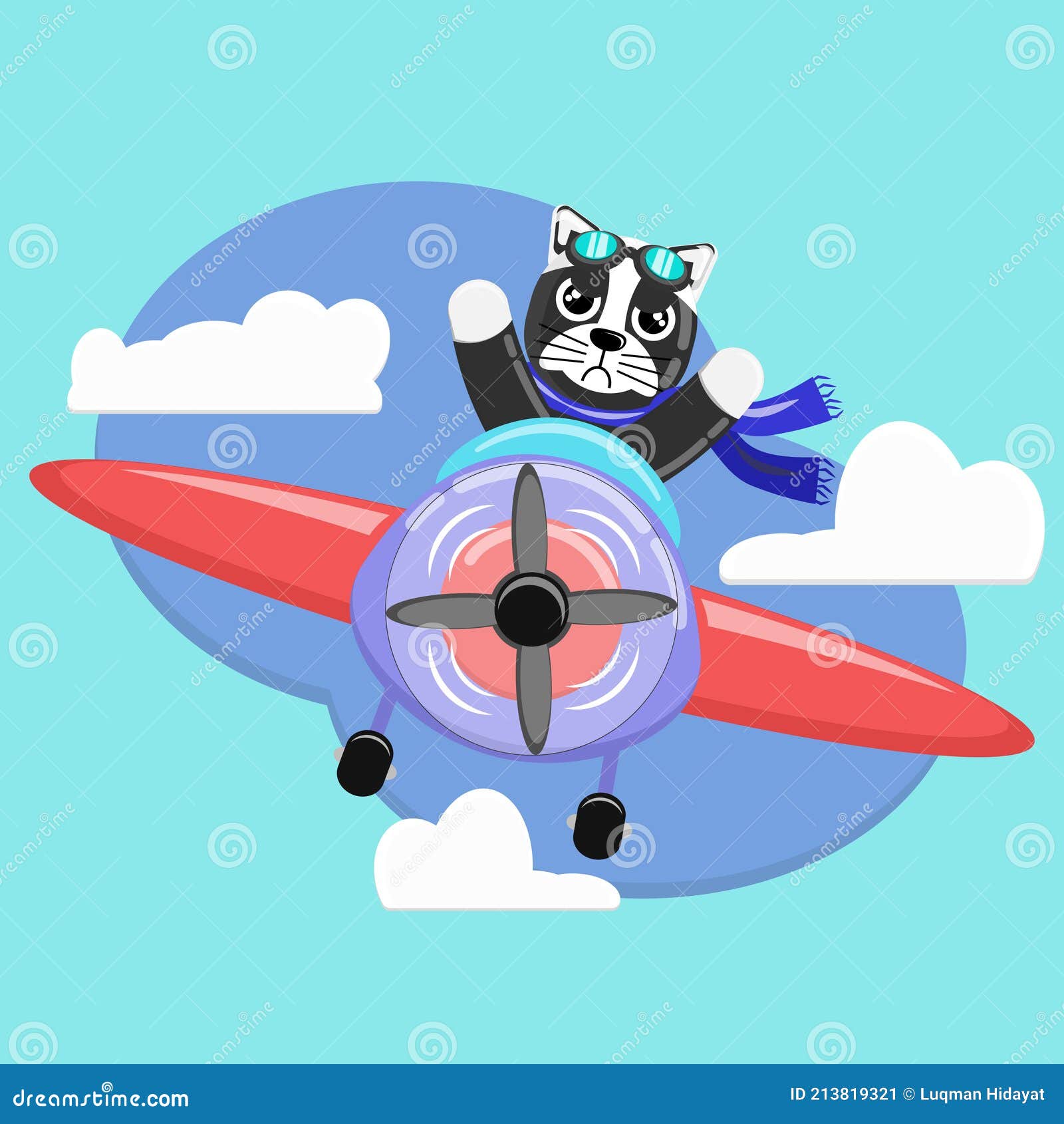 Illustration Vector Graphic Cartoon Character of Cute Black Dog Pilot ...