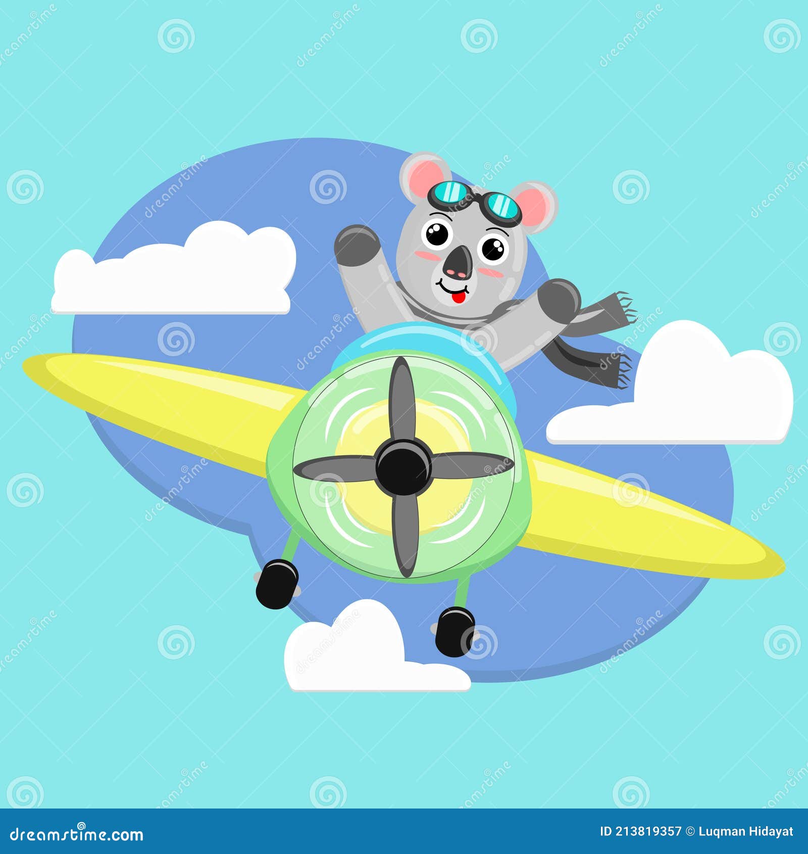 Illustration Vector Graphic Cartoon Character of Cute Koala Pilot ...