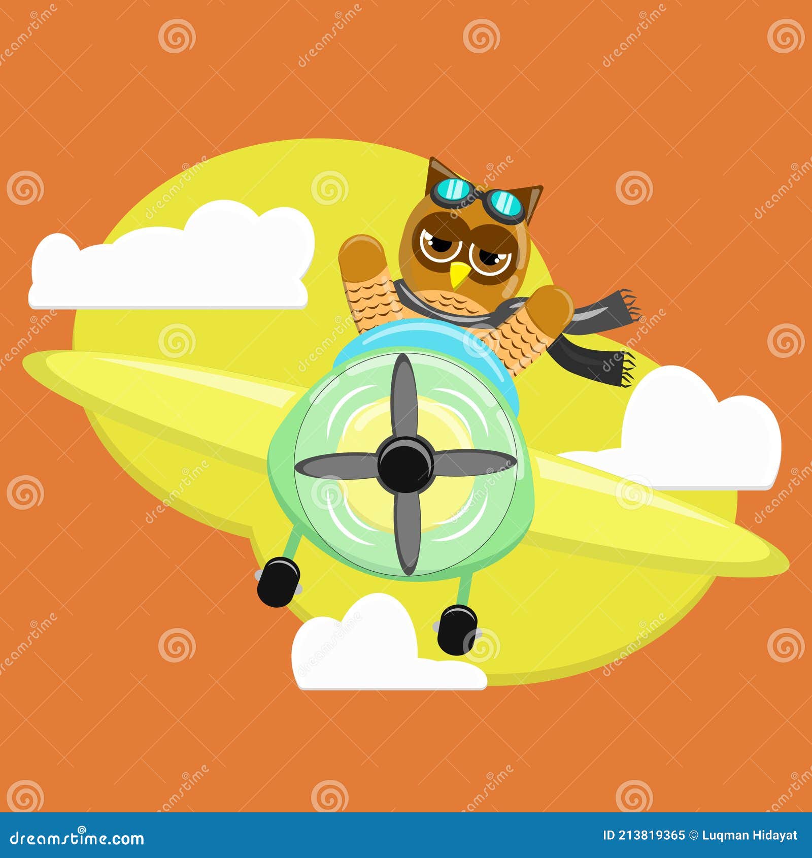 Illustration Vector Graphic Cartoon Character of Cute Owl Pilot Flight ...