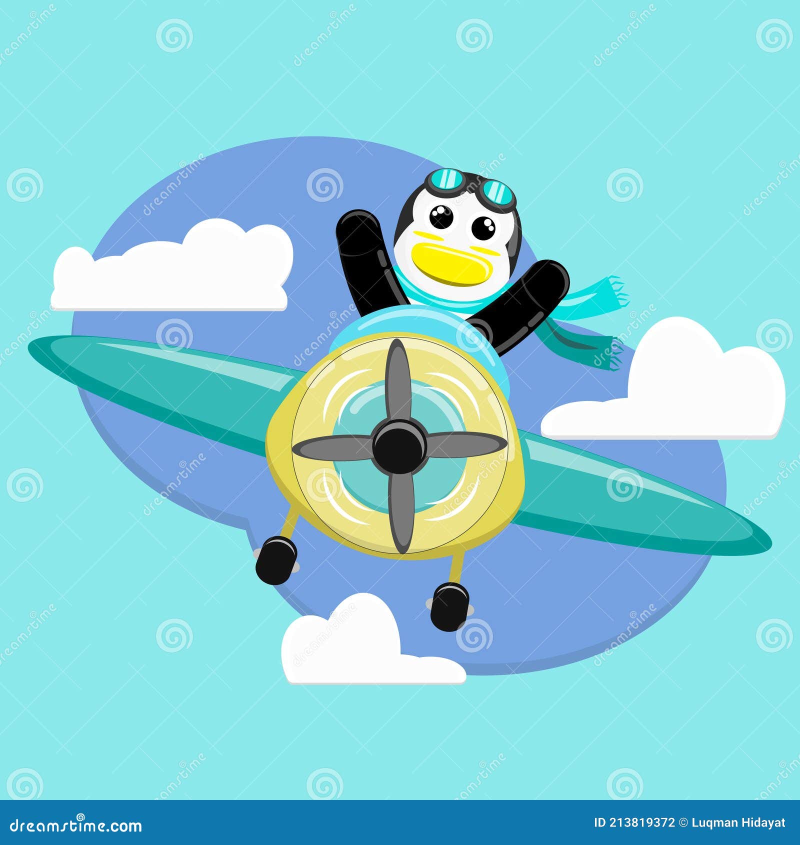 Illustration Vector Graphic Cartoon Character of Cute Penguin Pilot ...