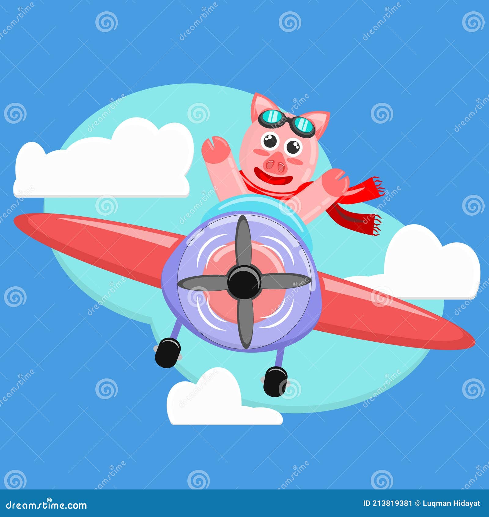 Illustration Vector Graphic Cartoon Character of Cute Pig Pilot Flight ...