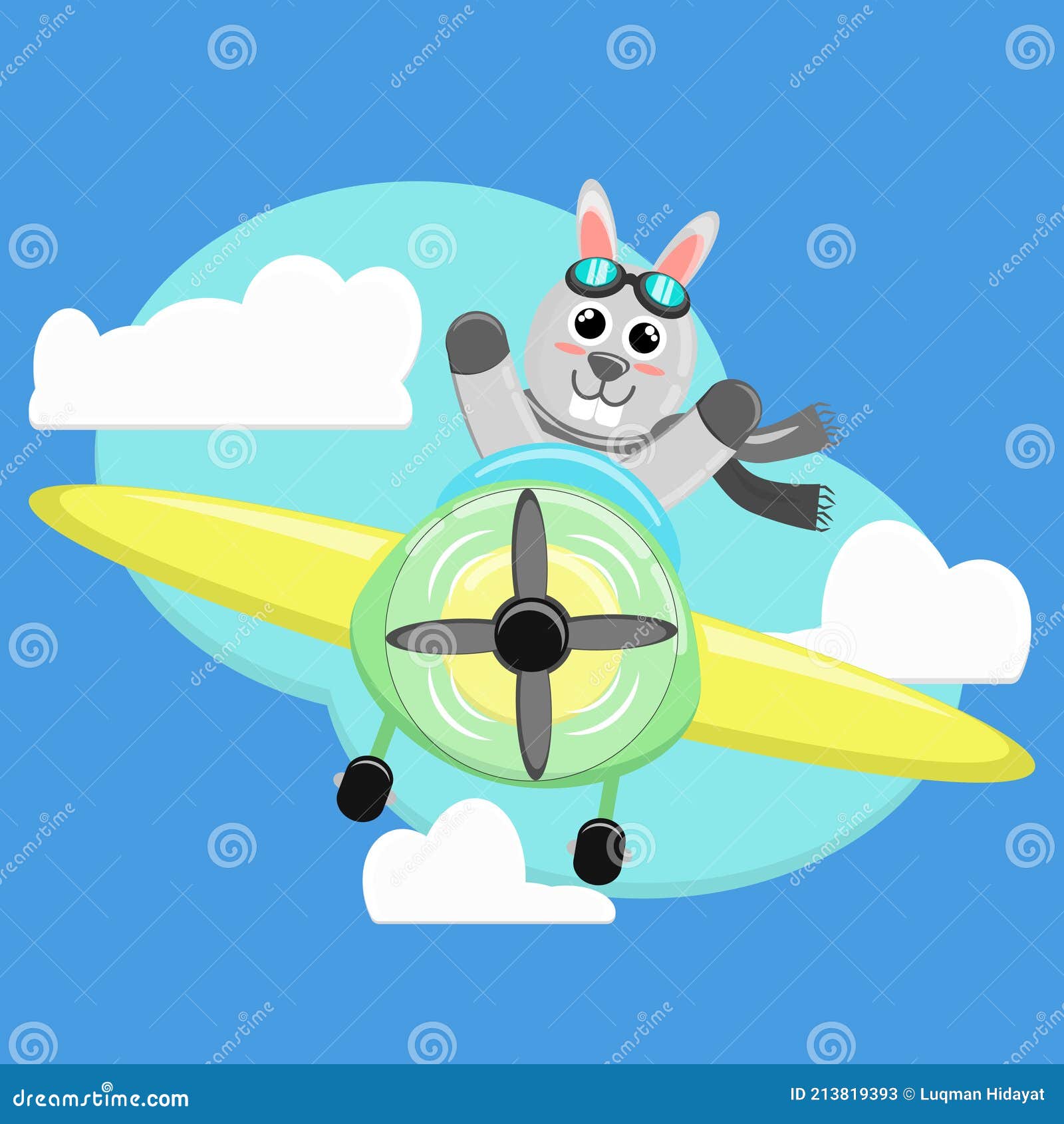 Illustration Vector Graphic Cartoon Character of Cute Rabbit Pilot ...
