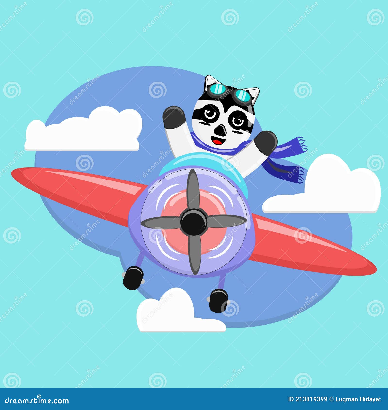 Illustration Vector Graphic Cartoon Character of Cute Raccoon Pilot ...