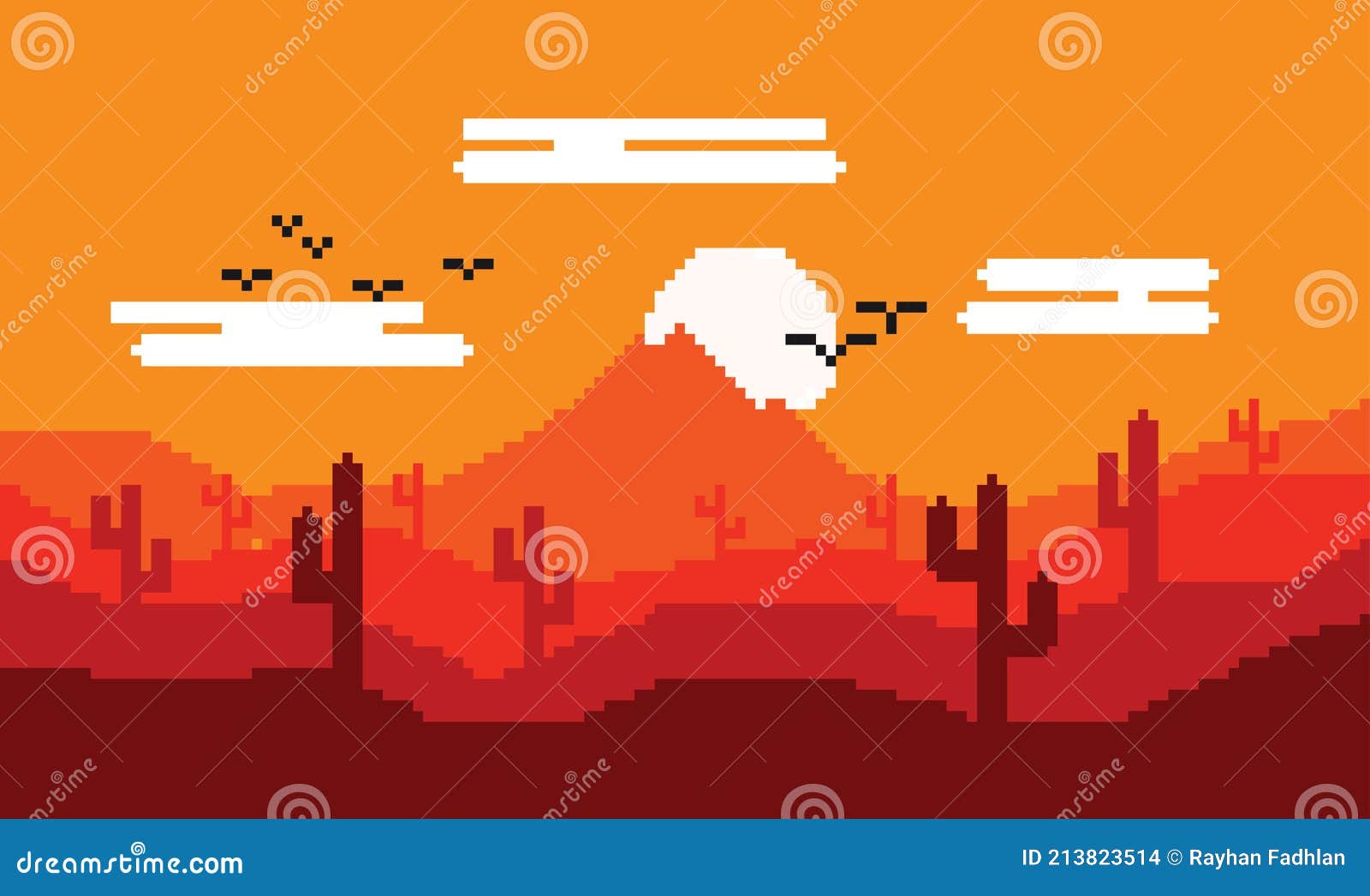 Landscape pixel art desert stock vector. Illustration of cosmic - 213823514
