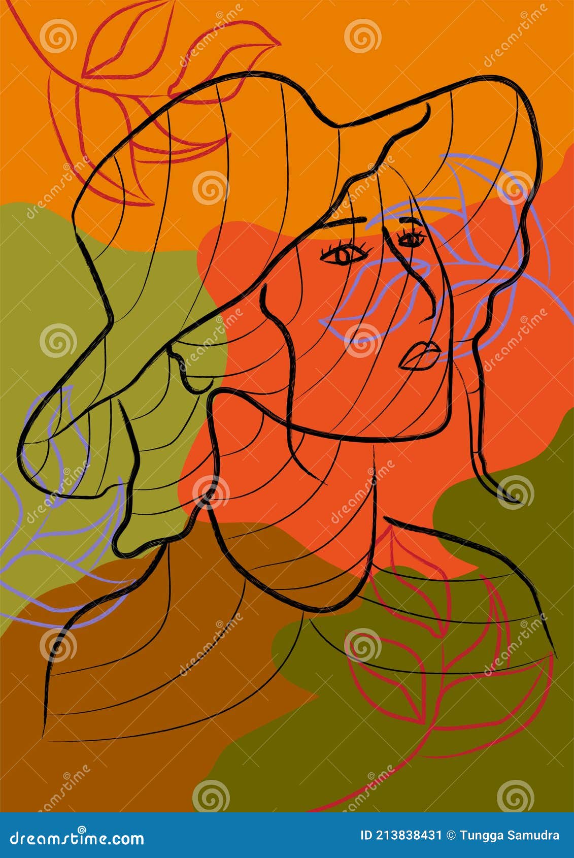 Contemporary Portrait Woman with Continuous Line Drawing Stock Vector ...