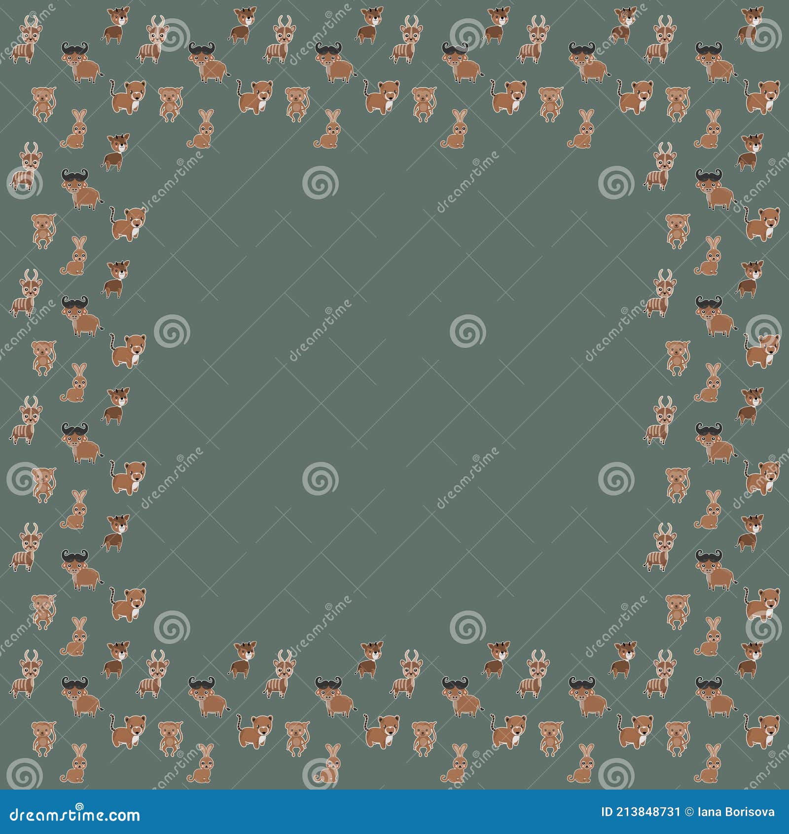 The Childish Square Frame with Place for Text of Cartoon Baby Bongo ...