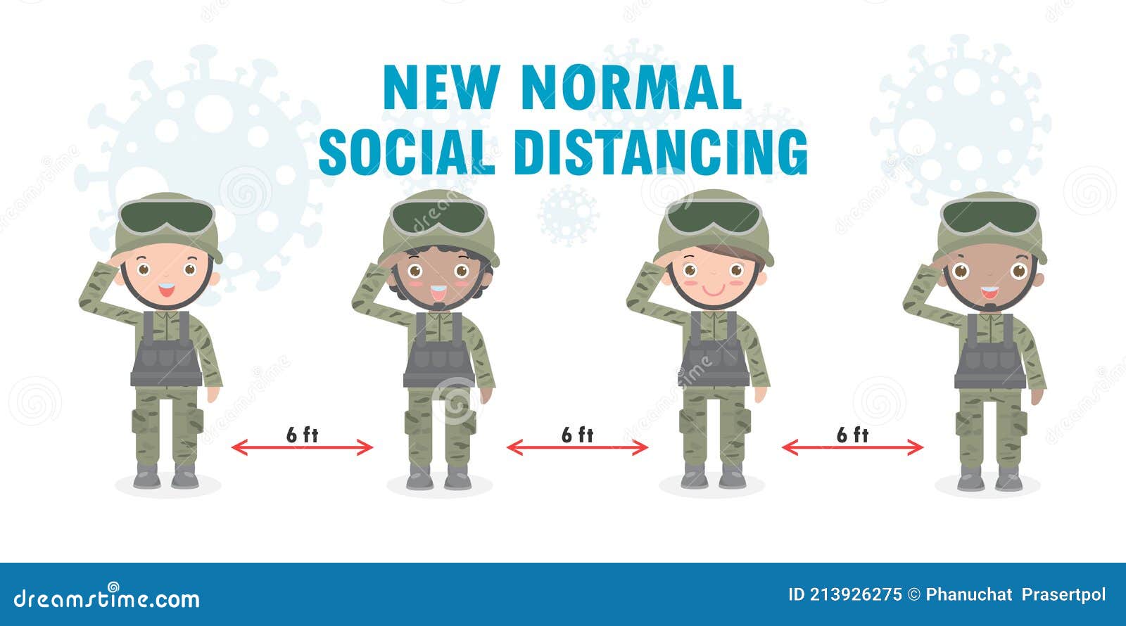 Group of Soldiers Men and Women New Normal Lifestyle Concept. US Army ...