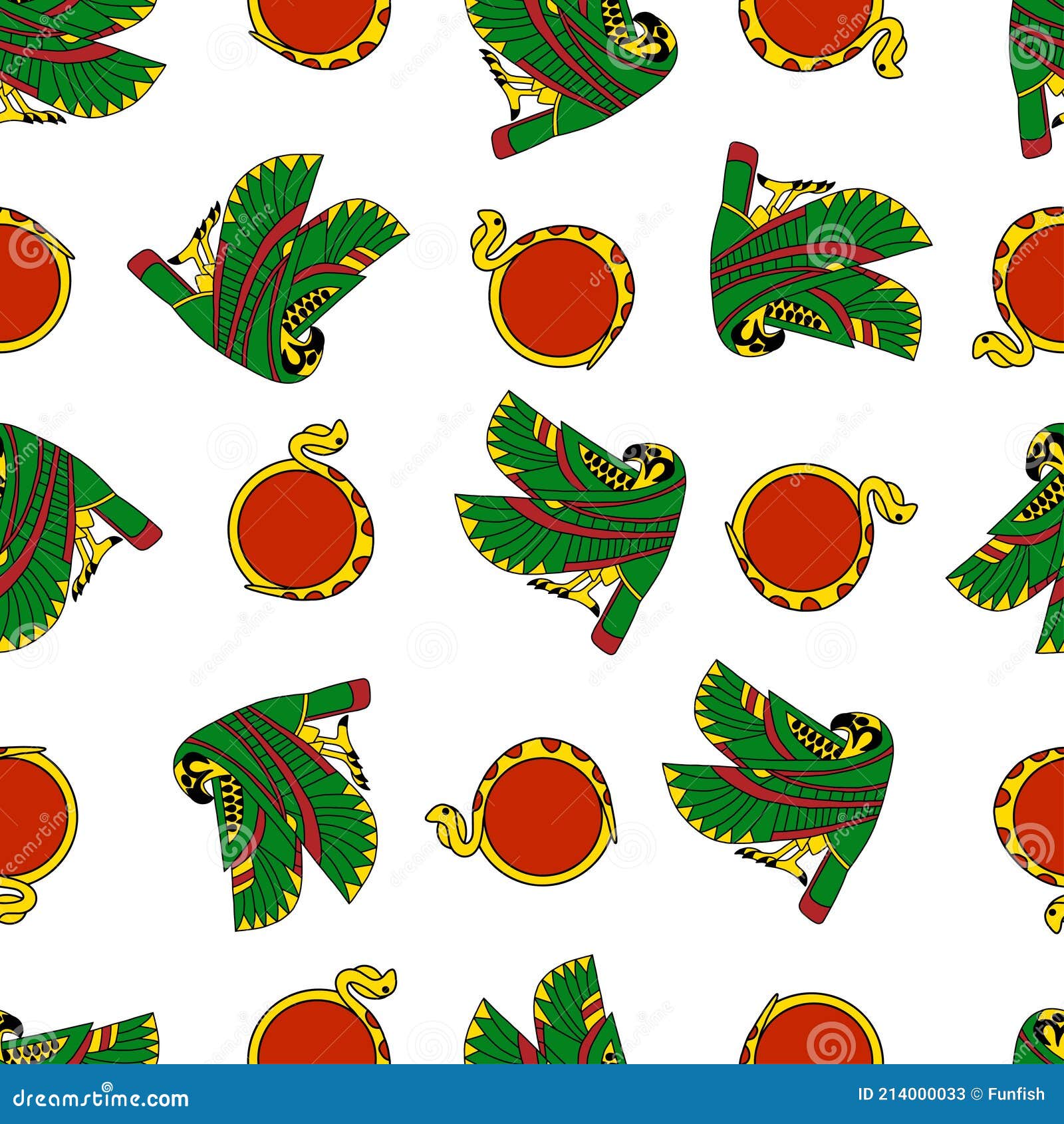 Colorful Falcon and Sun-disk Cobra Seamless Pattern Vector Stock Vector ...