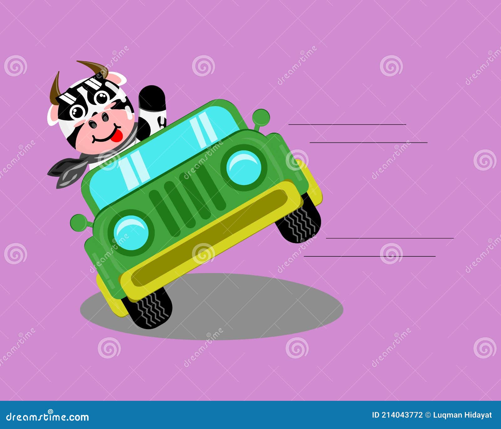 Illustration Vector Graphic Cartoon Character of Cute Cow Driving Car ...