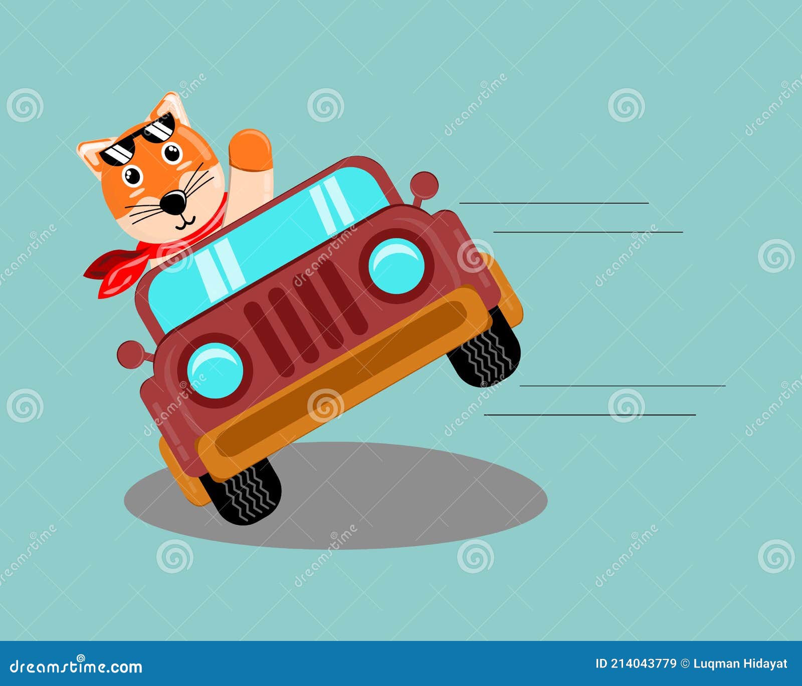 PrintIllustration Vector Graphic Cartoon Character of Cute Fox Driving ...
