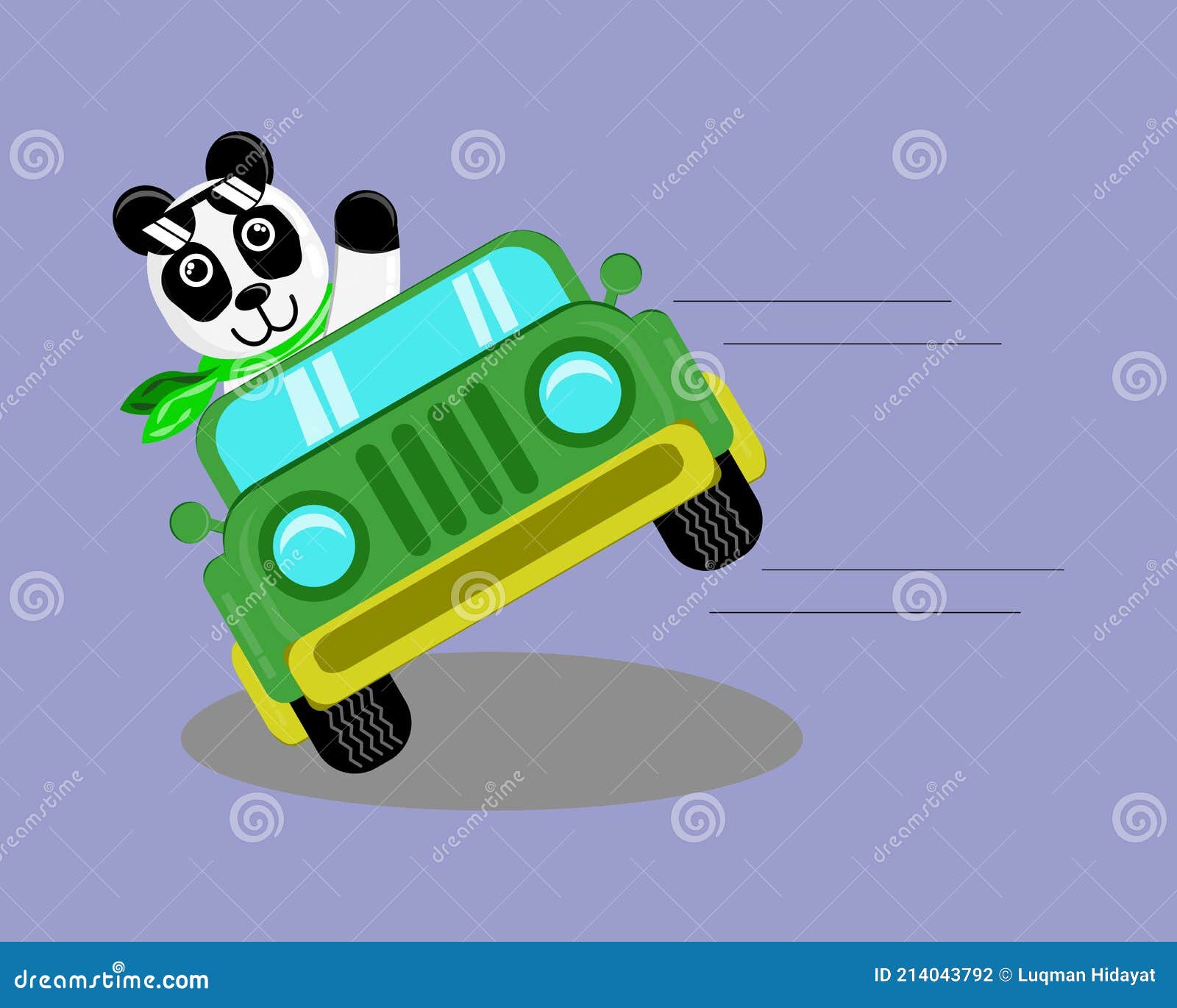 Illustration Vector Graphic Cartoon Character of Cute Panda Driving Car ...