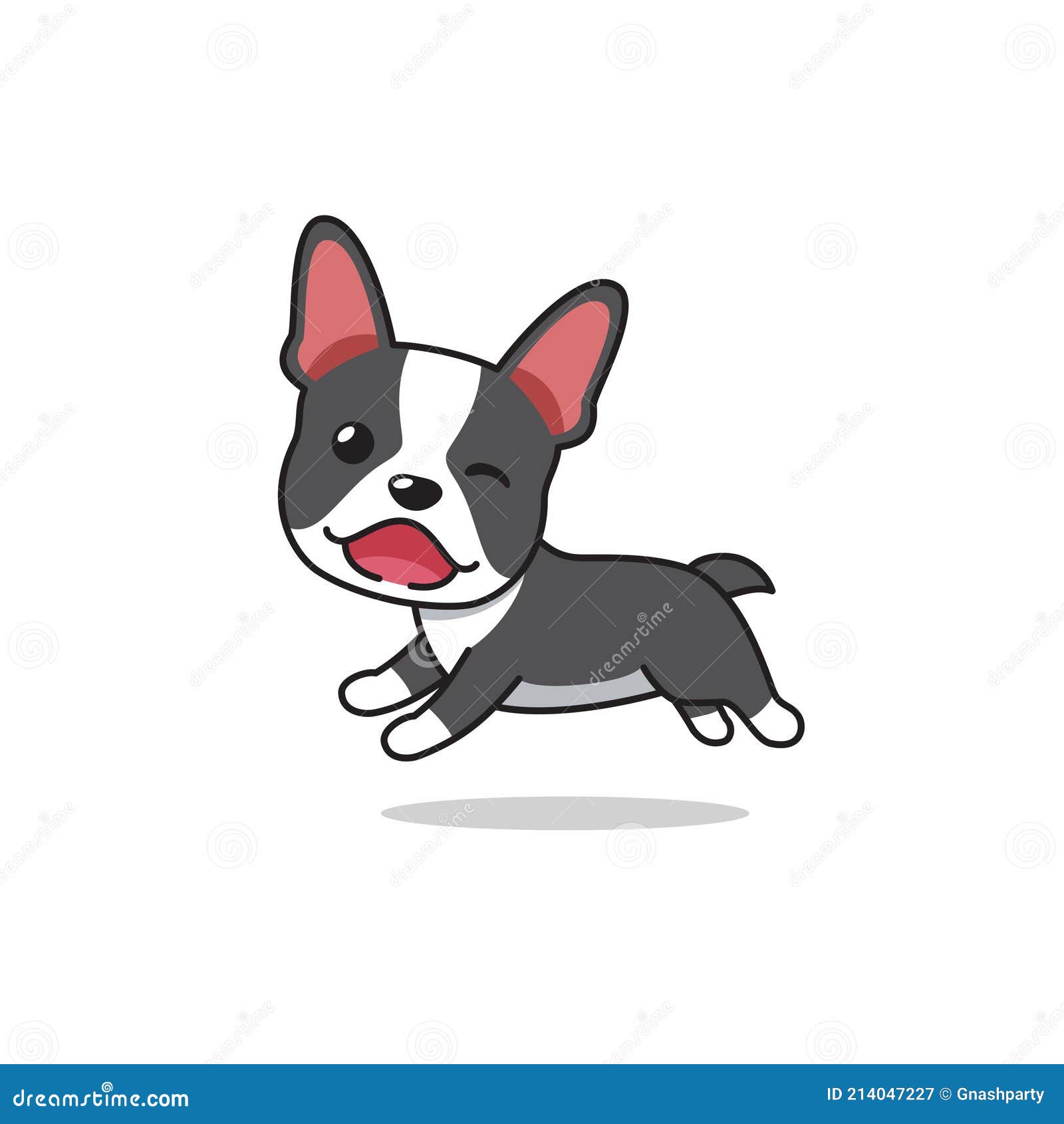 Vector Cartoon Character Happy Boston Terrier Dog Running Stock Vector ...