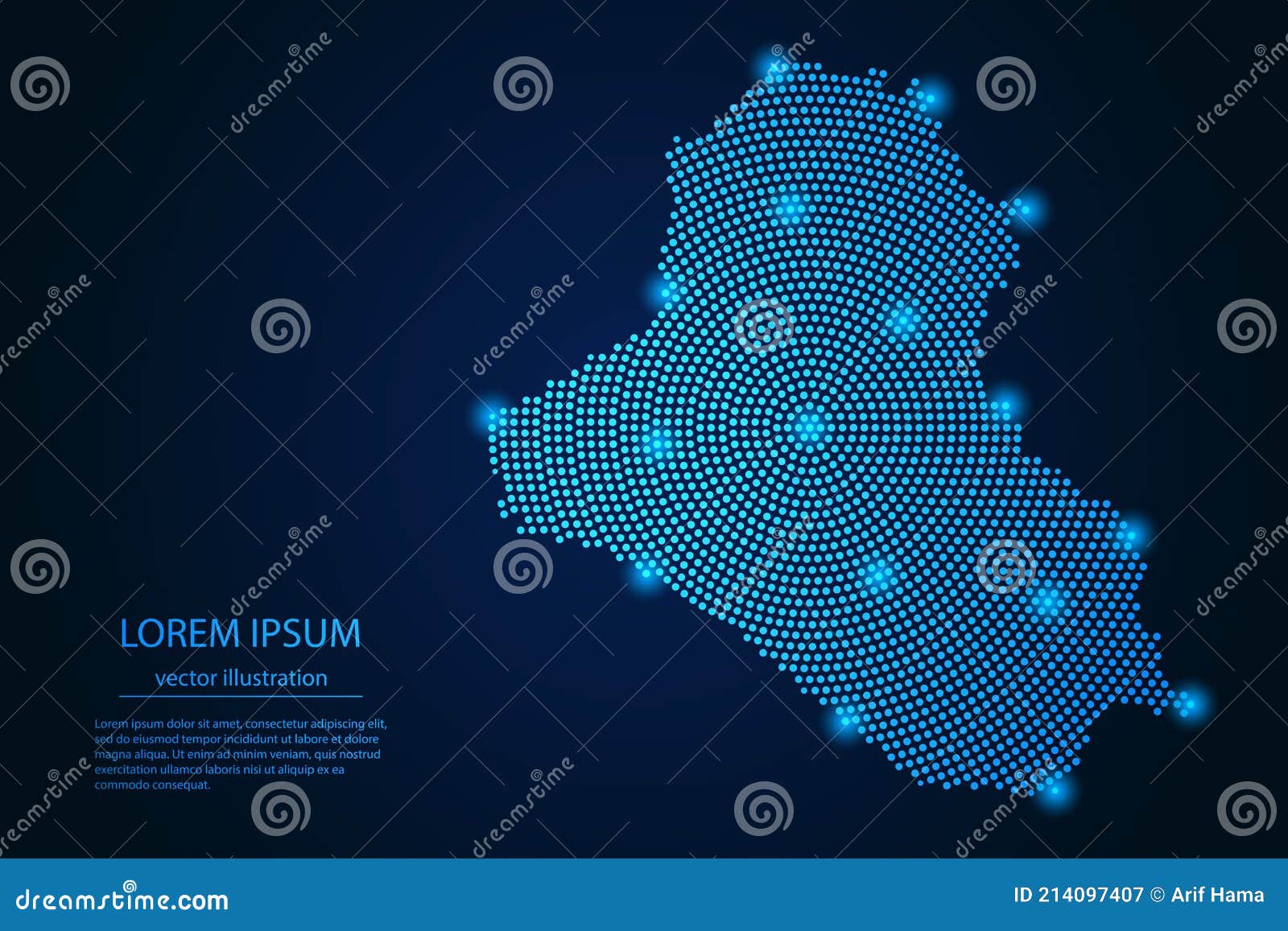 Iraq - Blue Map With Neighboring Countries And Names Stock Illustration ...