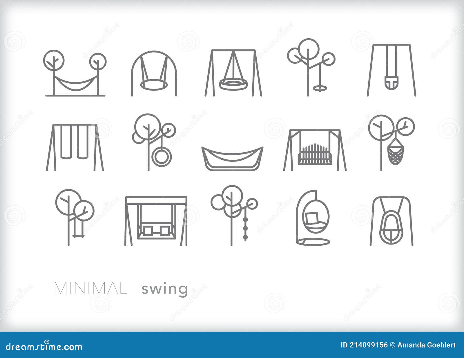 Swing Icons Of Playground, Porch And Tree Swings Vector Illustration ...