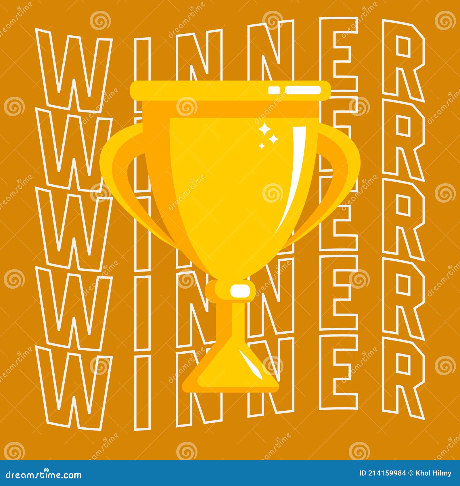 Vector Graphics of Golden Trophy Illustration on Winner Writing ...