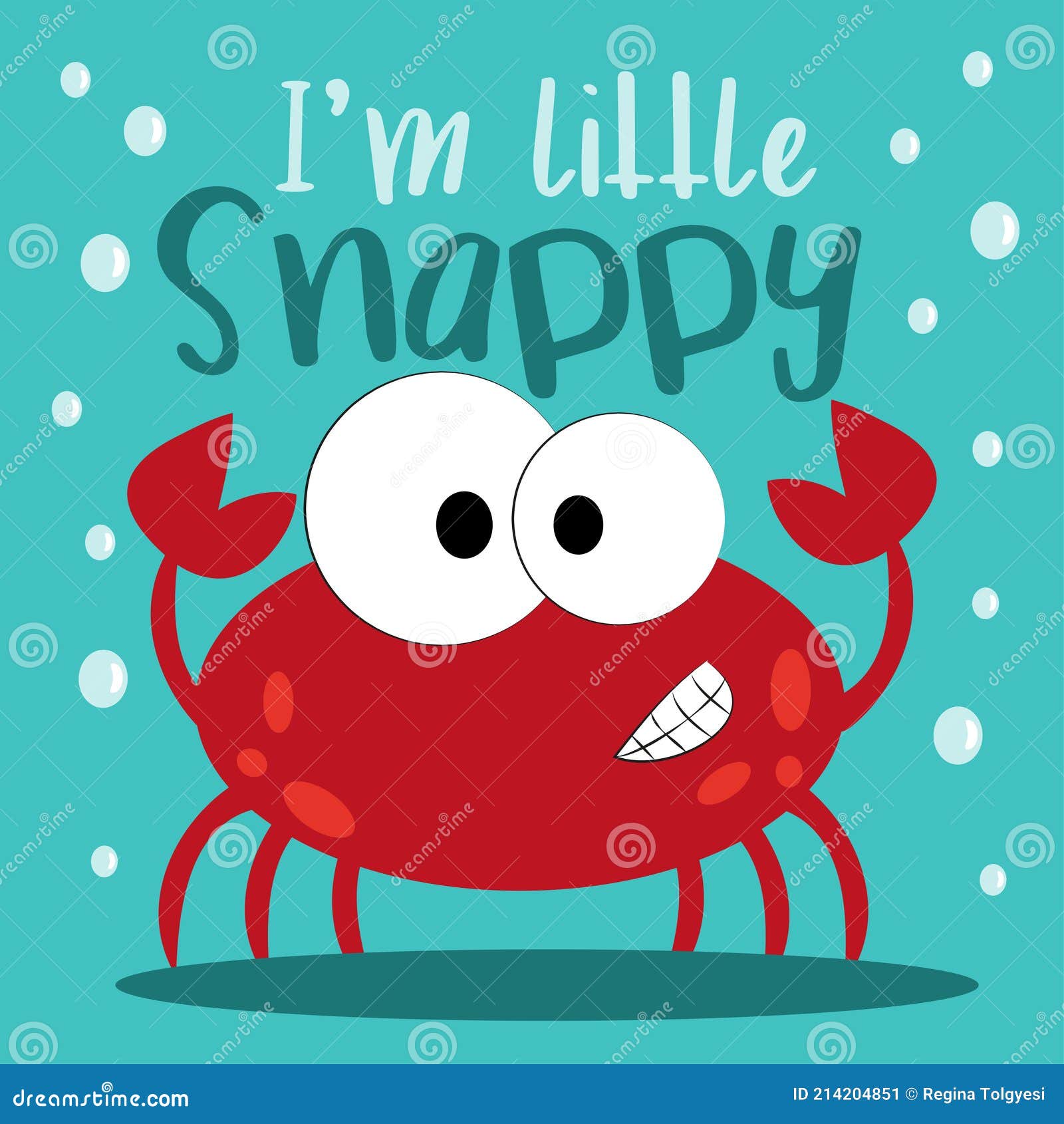 I`m Little Snappy - Funny Text with Cute Crab. Stock Vector ...