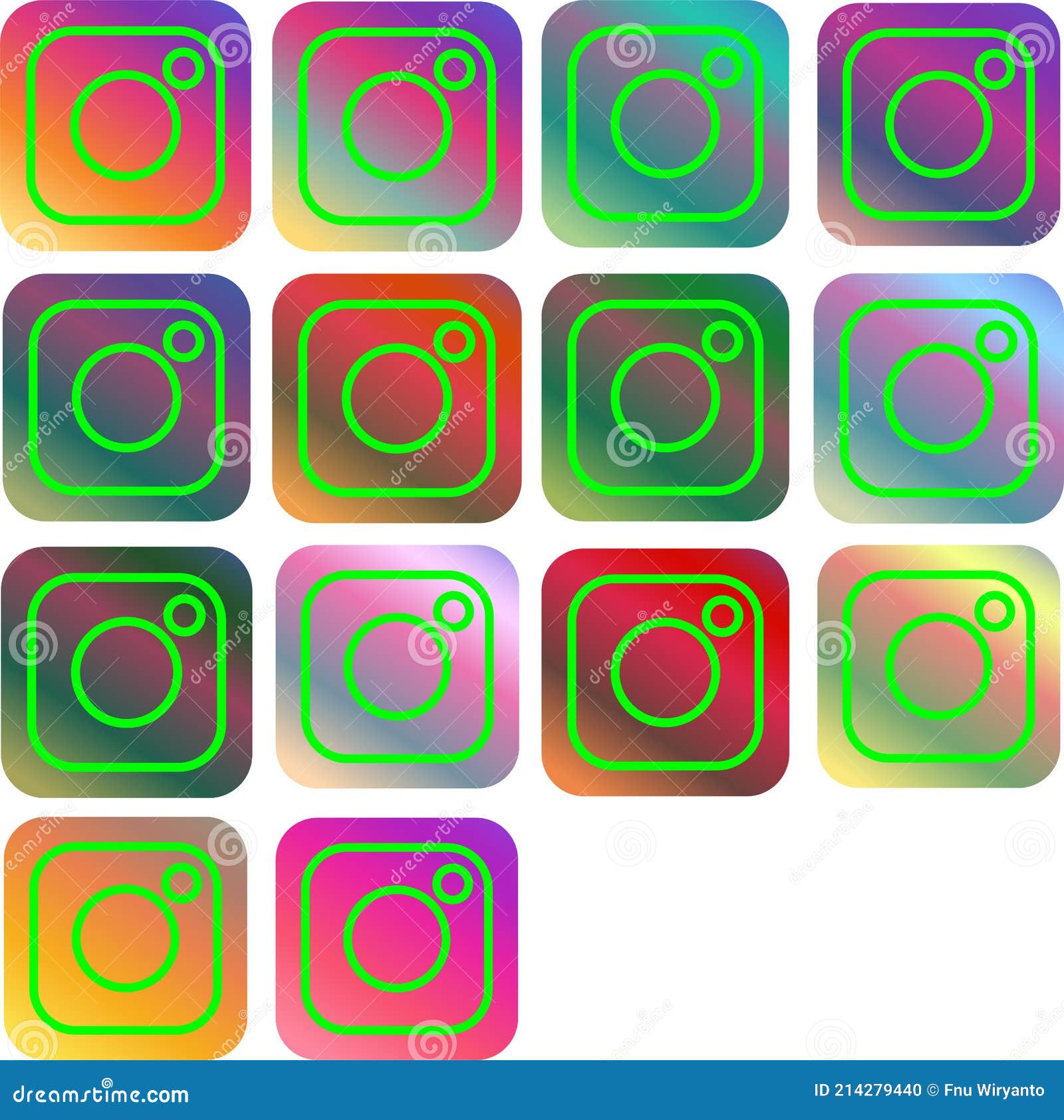 Instagram Icons Set Gradient Style Grenn Based Editorial Image ...
