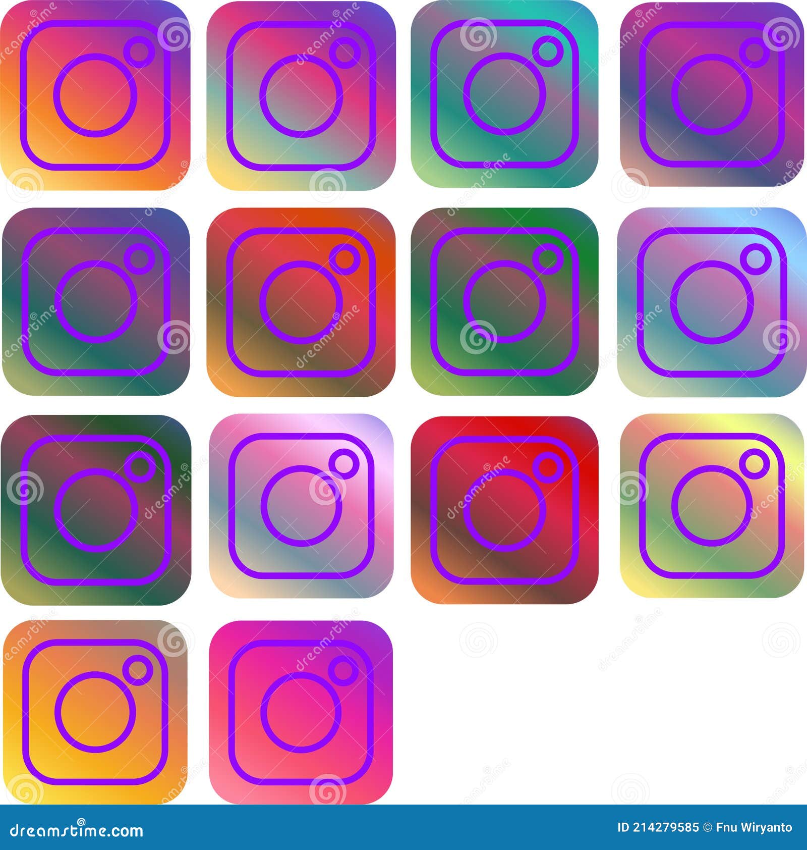 Instagram Icons Set Gradient Style Purple Based Editorial Image ...