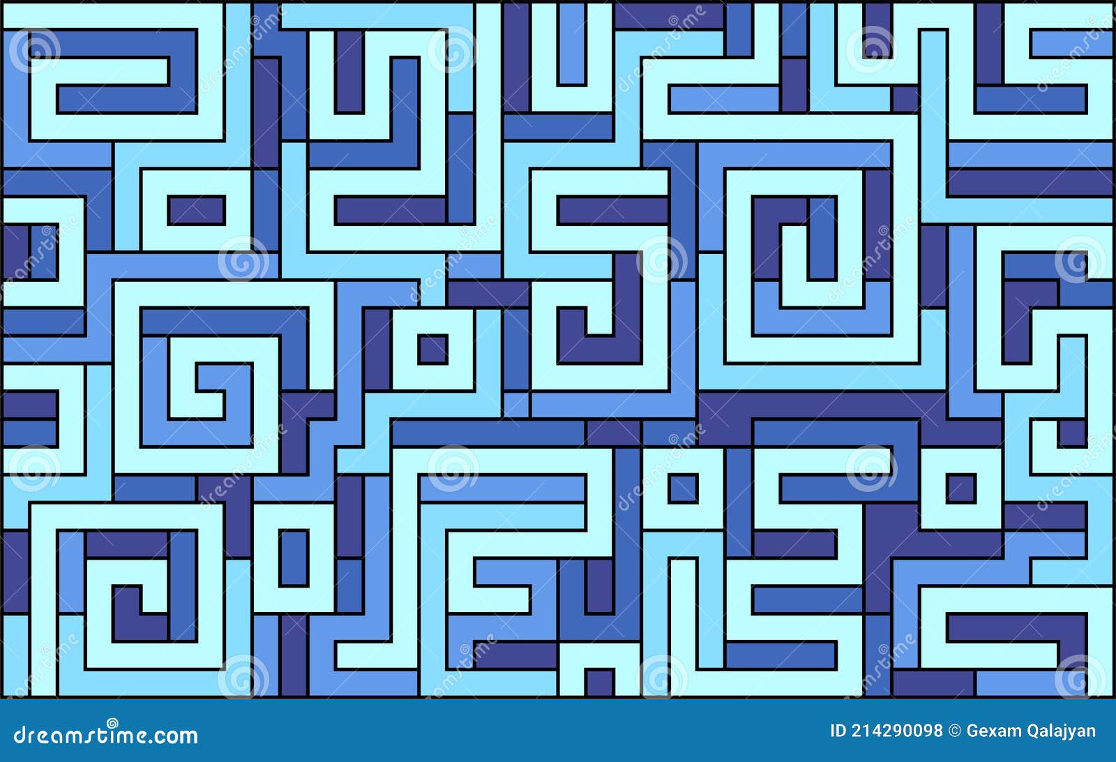 Blue Swirl Pattern with Black Outline Stock Illustration - Illustration ...