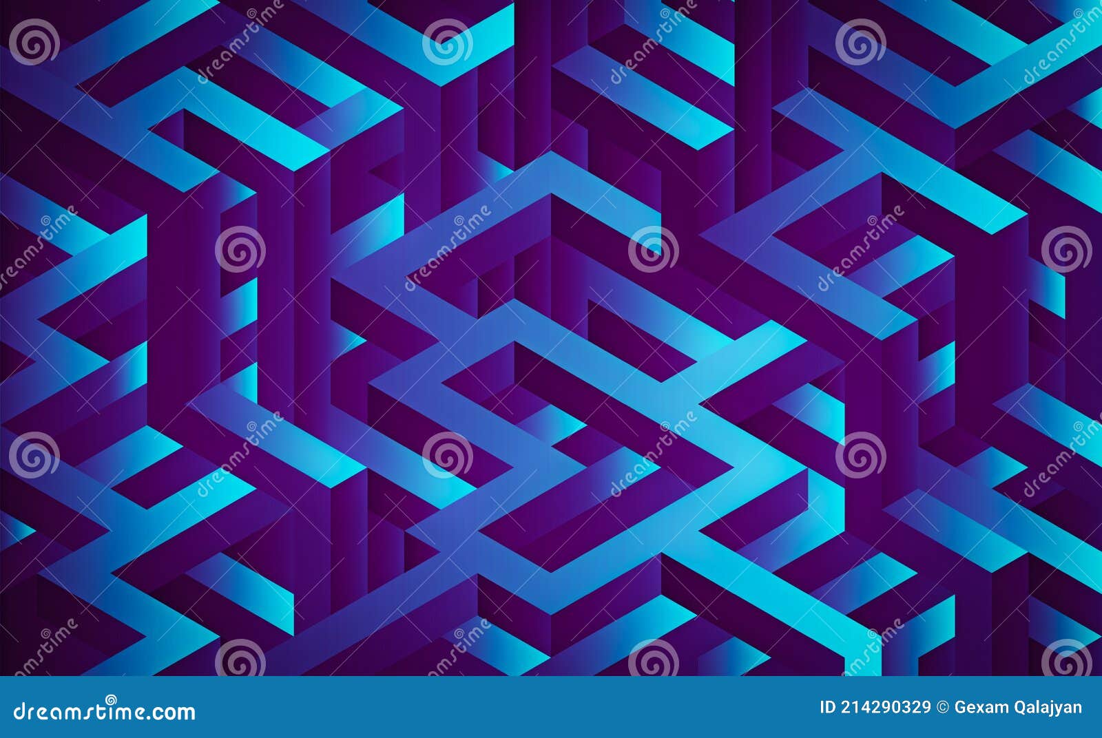 Abstract Futuristic Maze, Isometric Dark Purple Maze Rendering. Stock ...