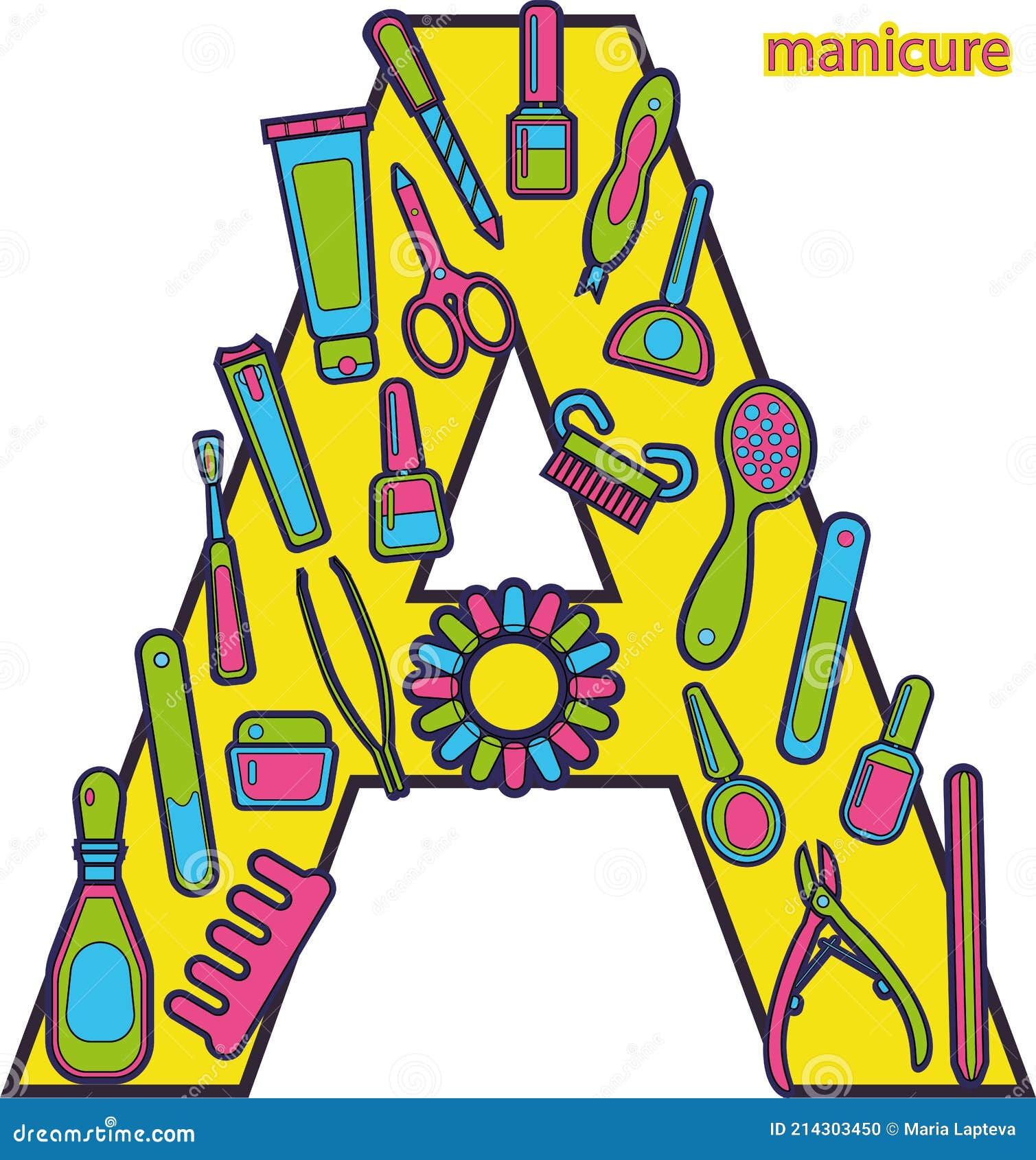 Printalphabet, Letters in the Image of Manicure Tools Stock Vector ...