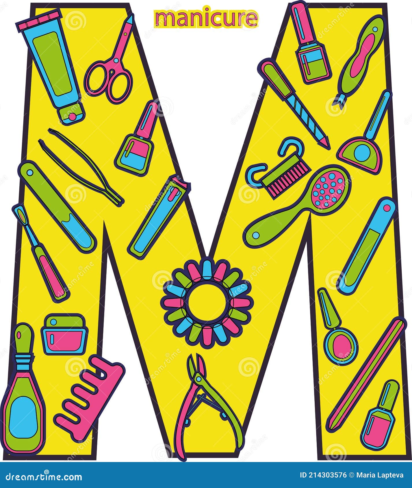 Printalphabet, Letters in the Image of Manicure Tools Stock Vector ...