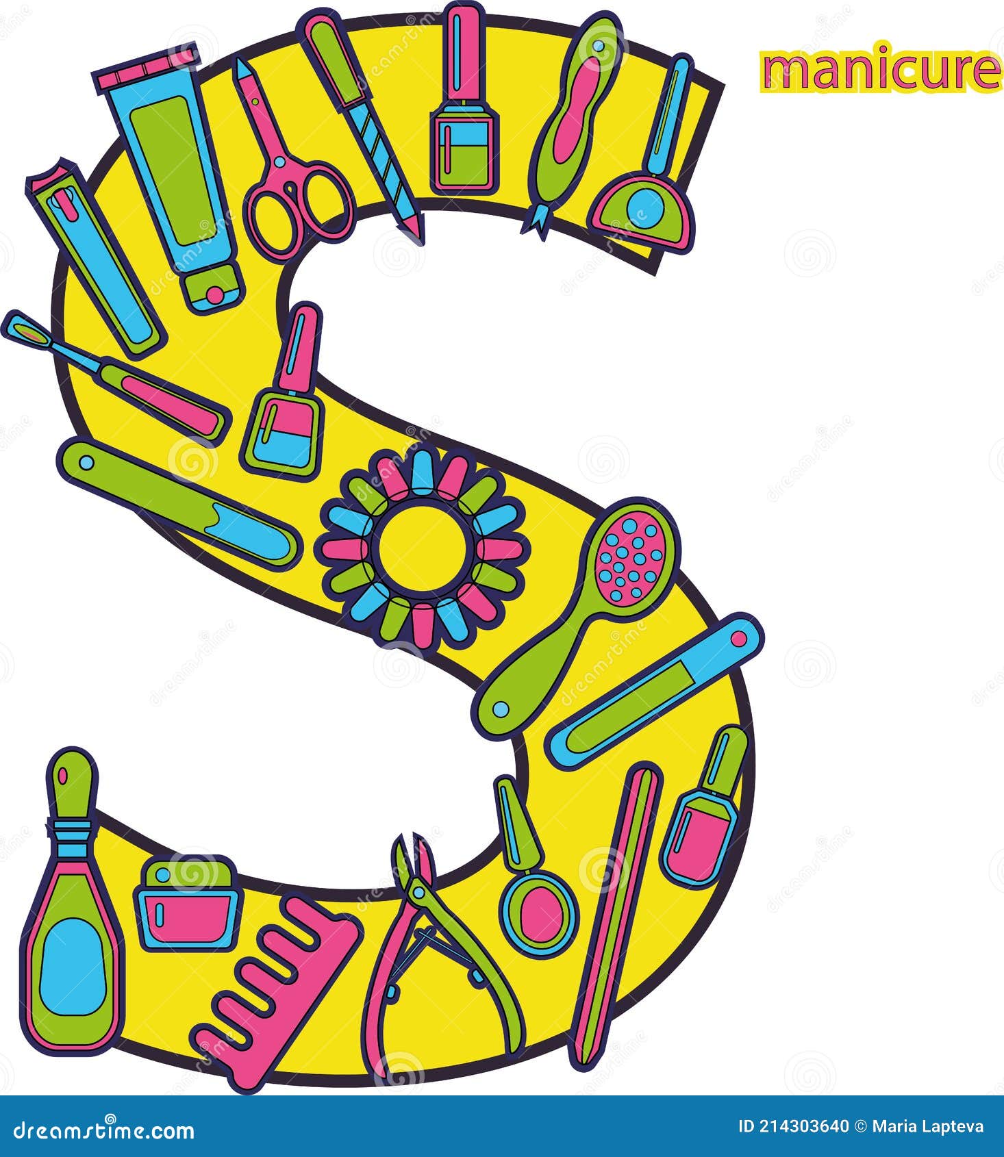 Printalphabet, Letters in the Image of Manicure Tools Stock Vector ...