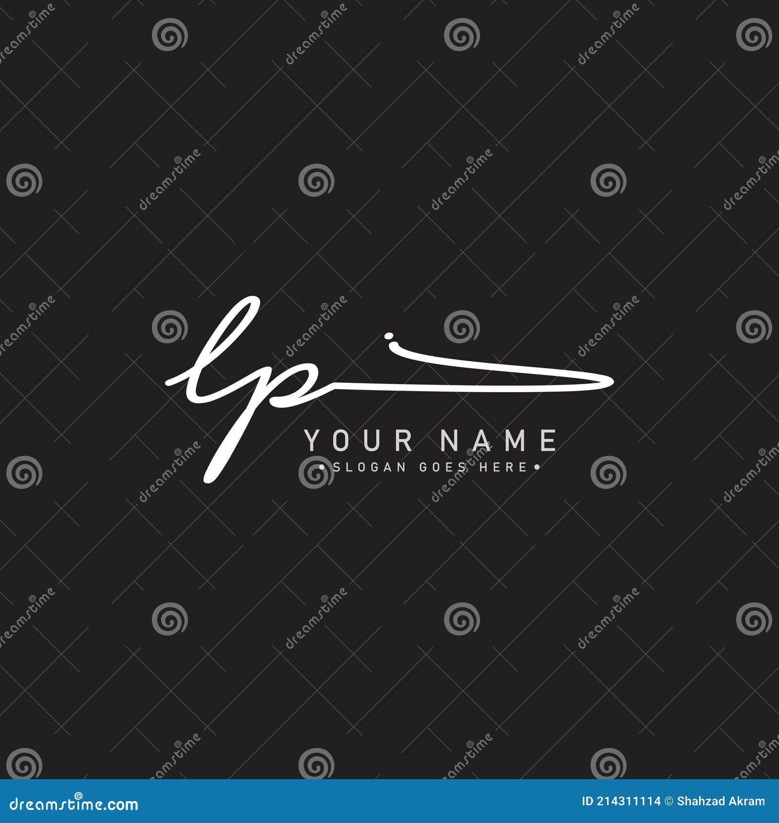 Initial Letter LP Logo - Handwritten Signature Style Logo Stock Vector ...