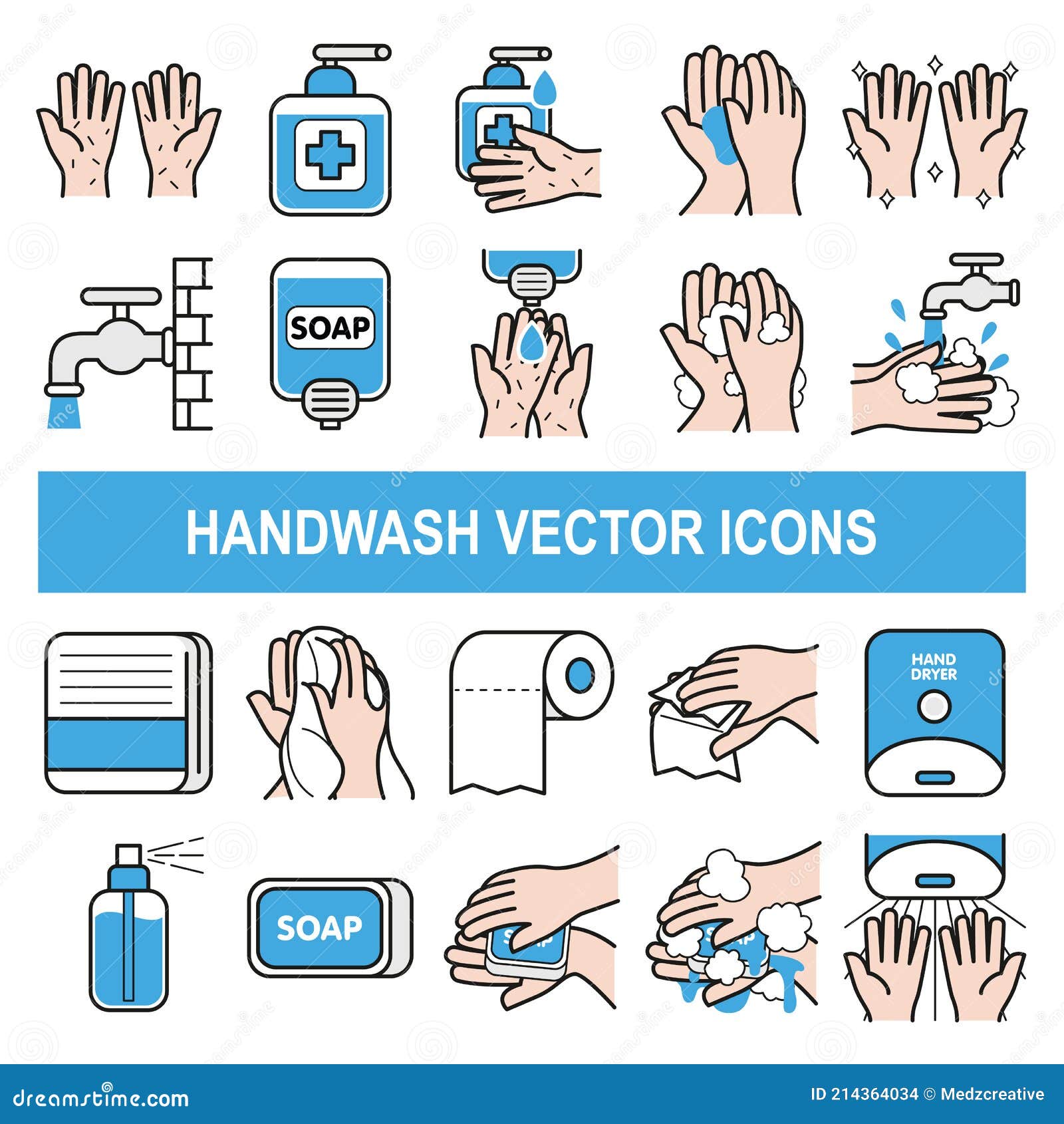 Handwash Vector Icon Isolated On White Background. Outline, Thin Line ...