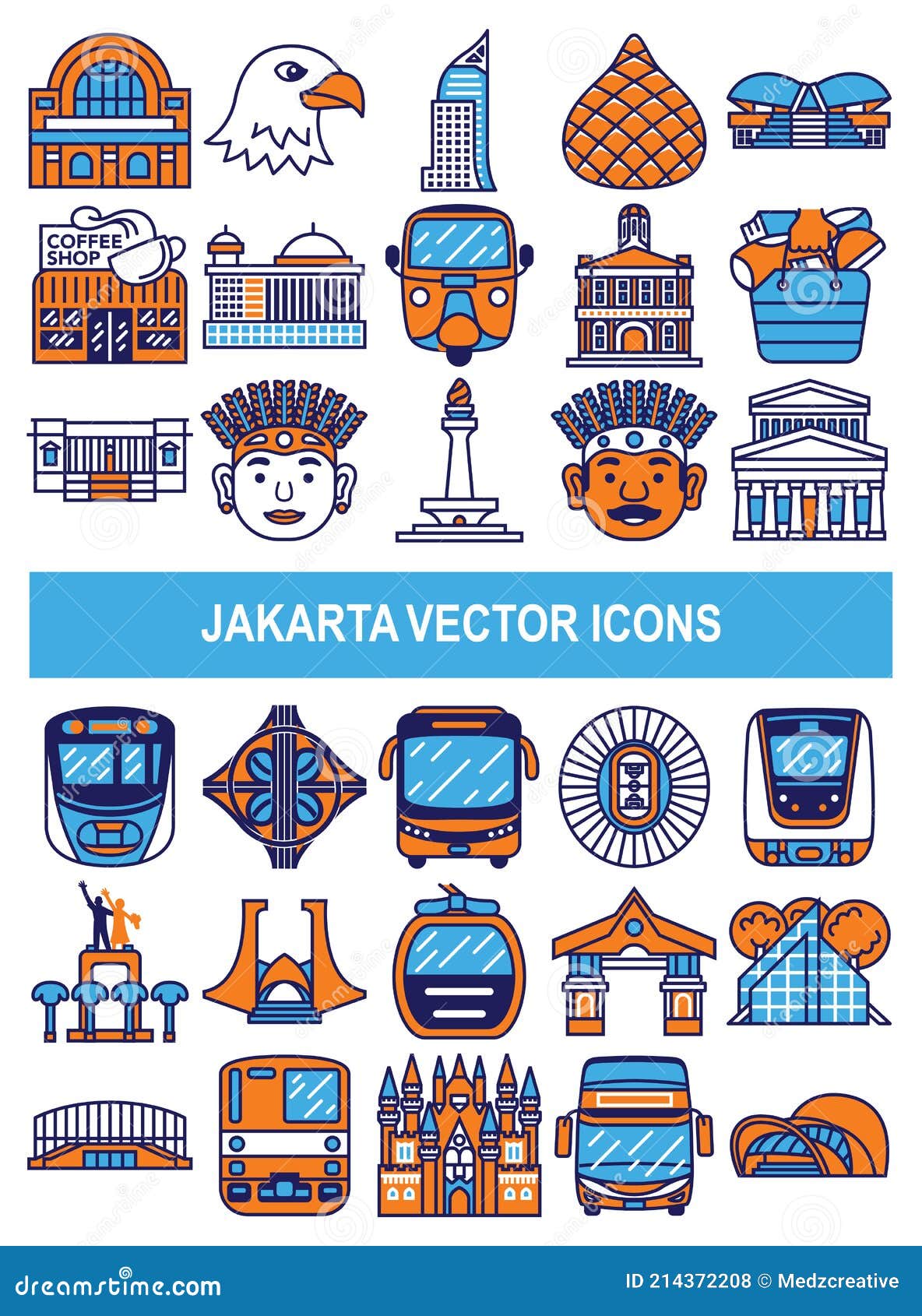 Jakarta Vector Icons in Filled Outline Style. Stock Vector ...
