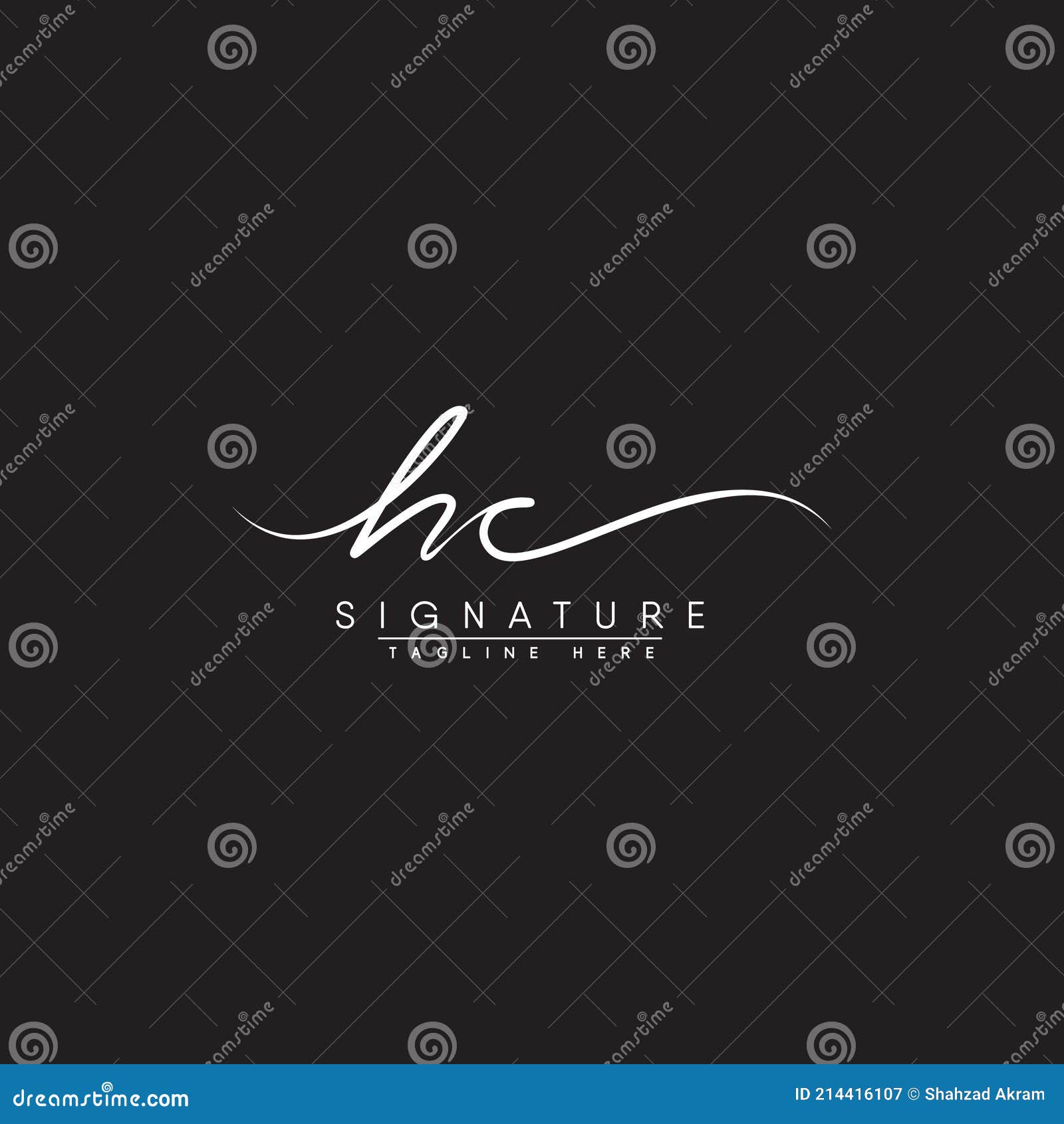 Initial Letter HC Logo - Handwritten Signature Style Logo Stock Vector ...