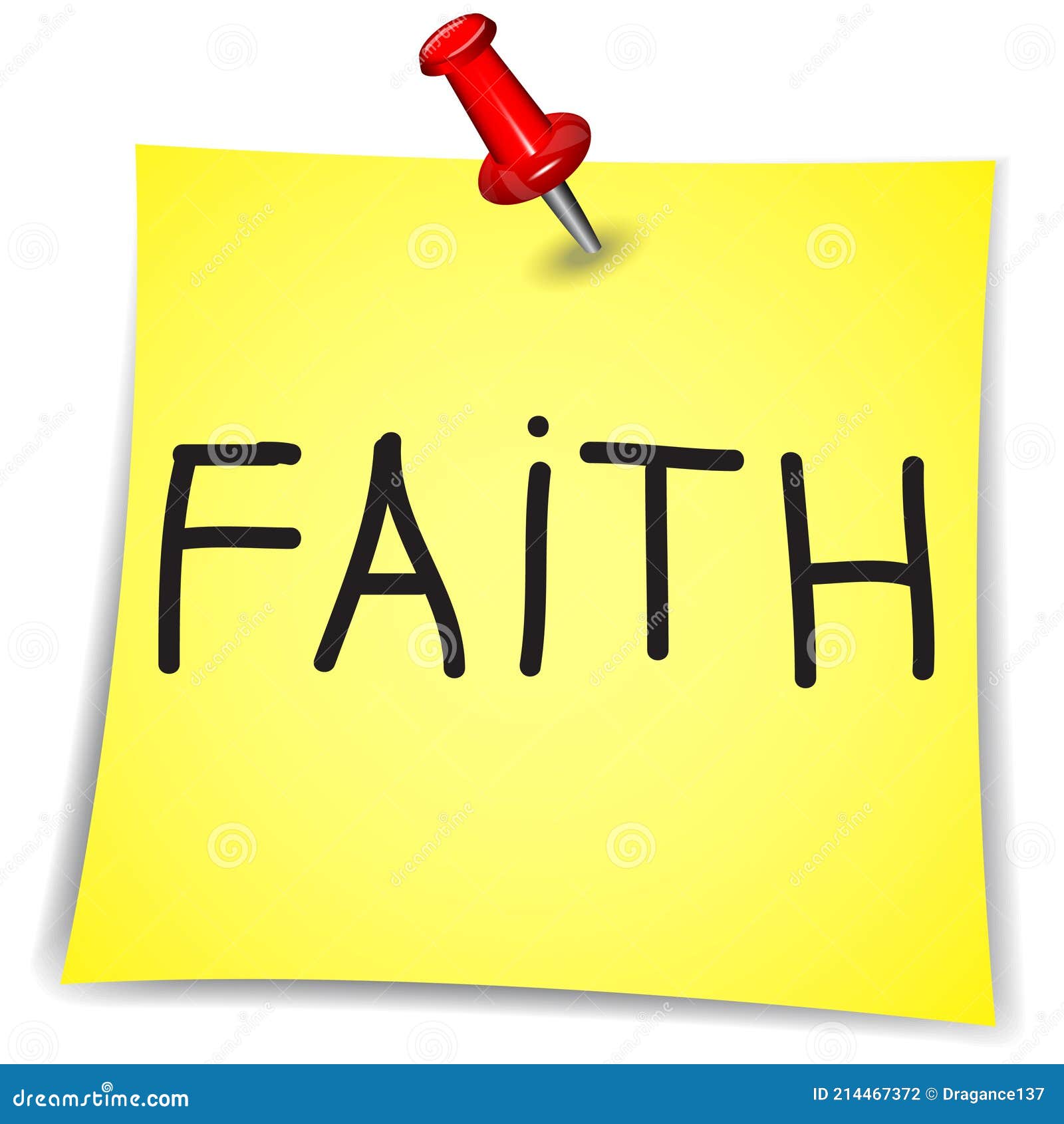 Faith Word on Pinned Yellow Piece of Paper Stock Vector - Illustration ...