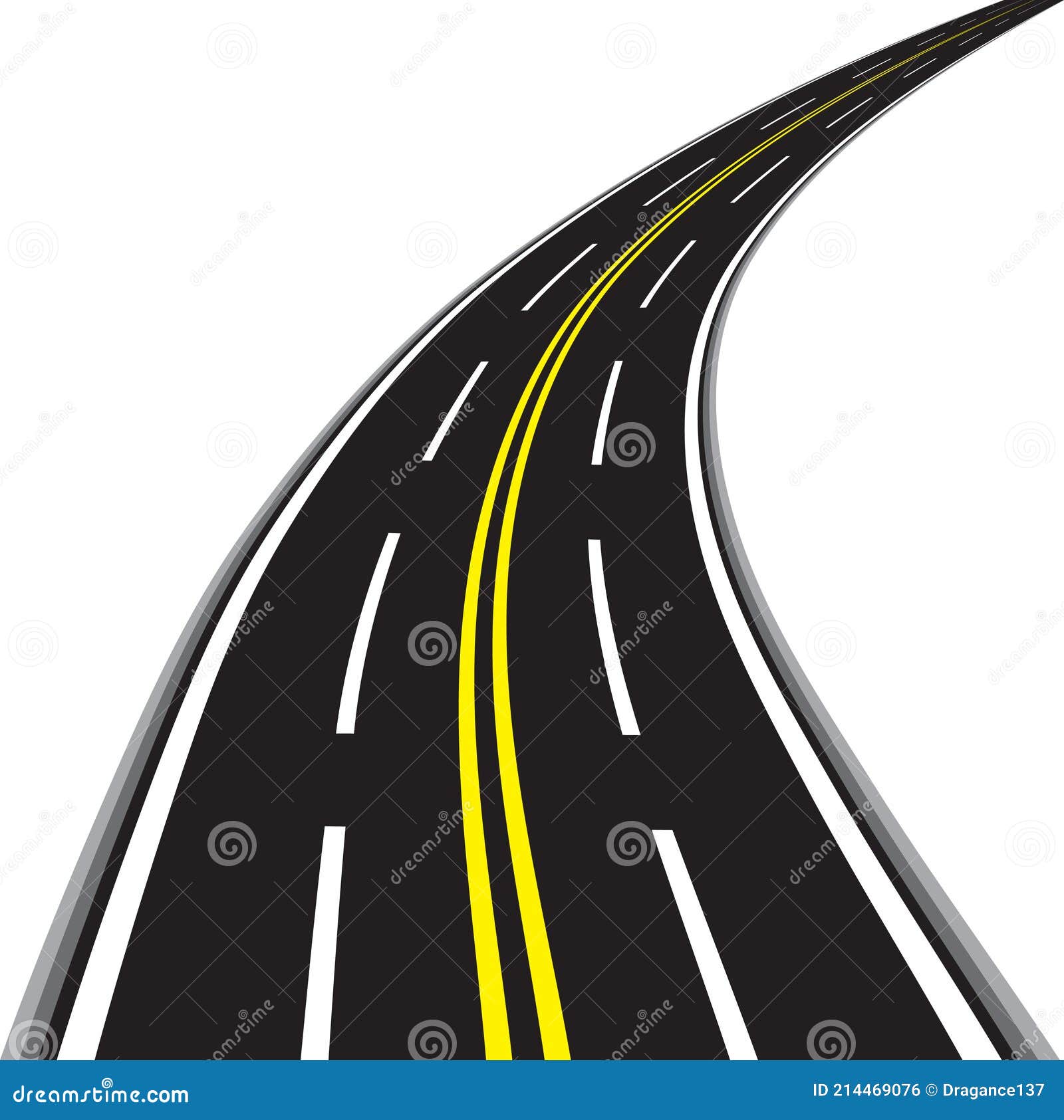 Asphalted Road with Yellow Double Solid Line on White Stock Vector ...