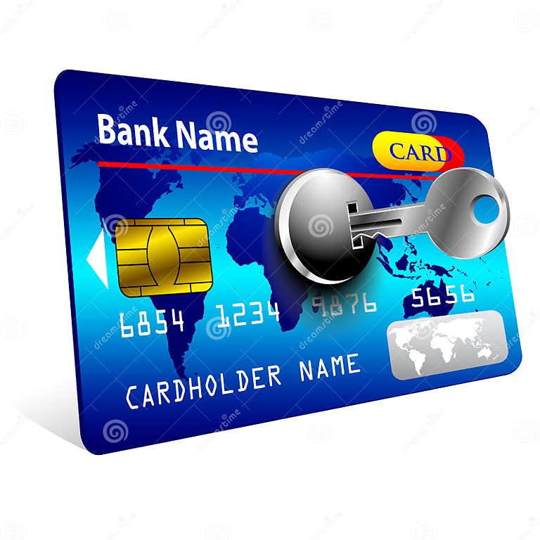 Credit Card with Key. Credit Card Security Stock Vector - Illustration ...