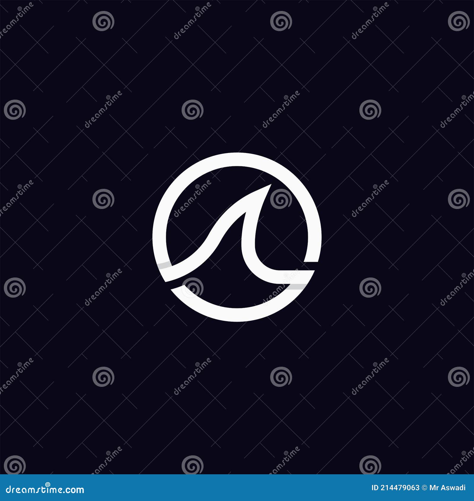 Monogram Wave Abstract Logo Design Template Vector Illustration Stock ...