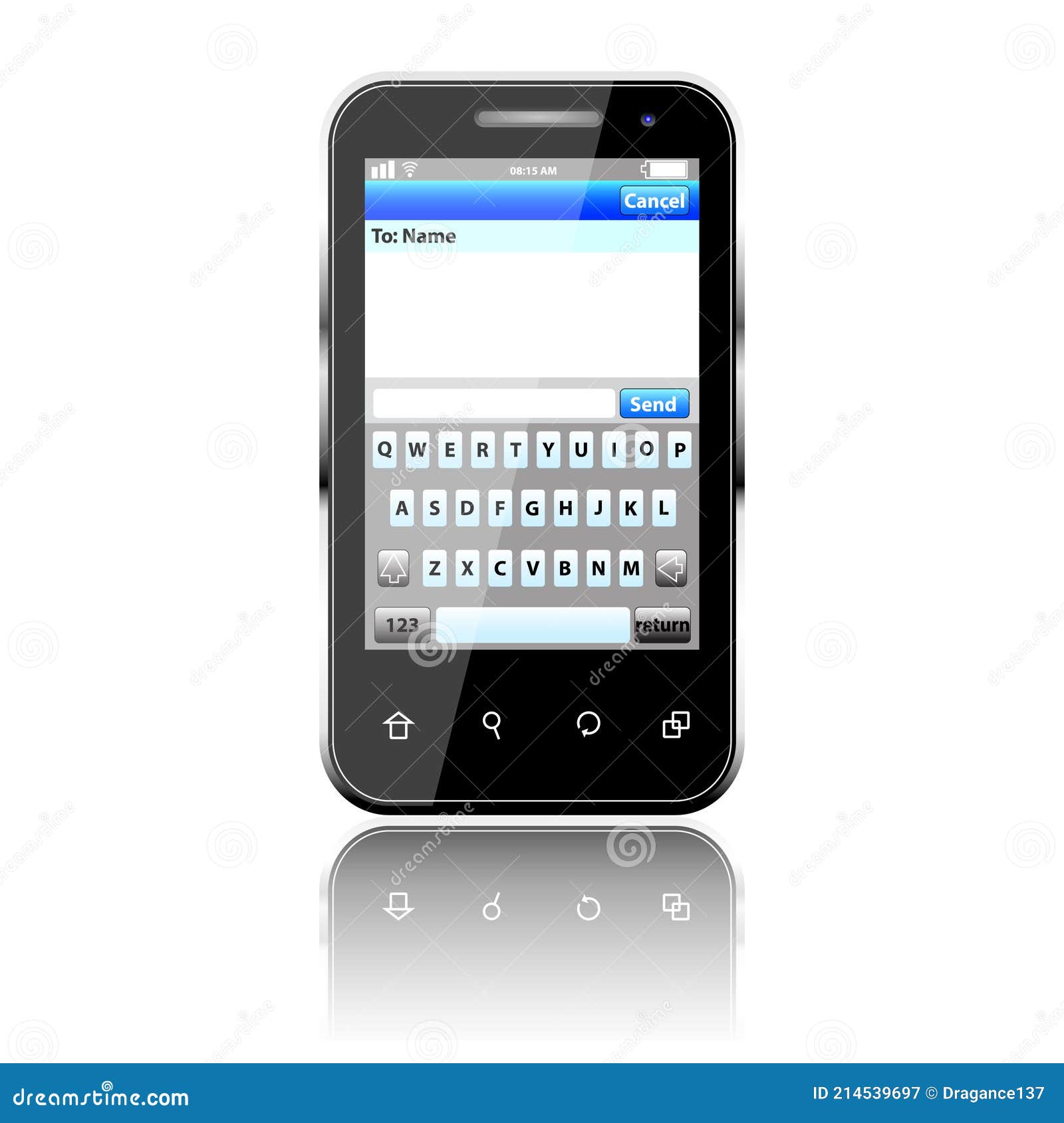 Mobile Phone with Sms Menu Screen. Space for Text Stock Vector ...