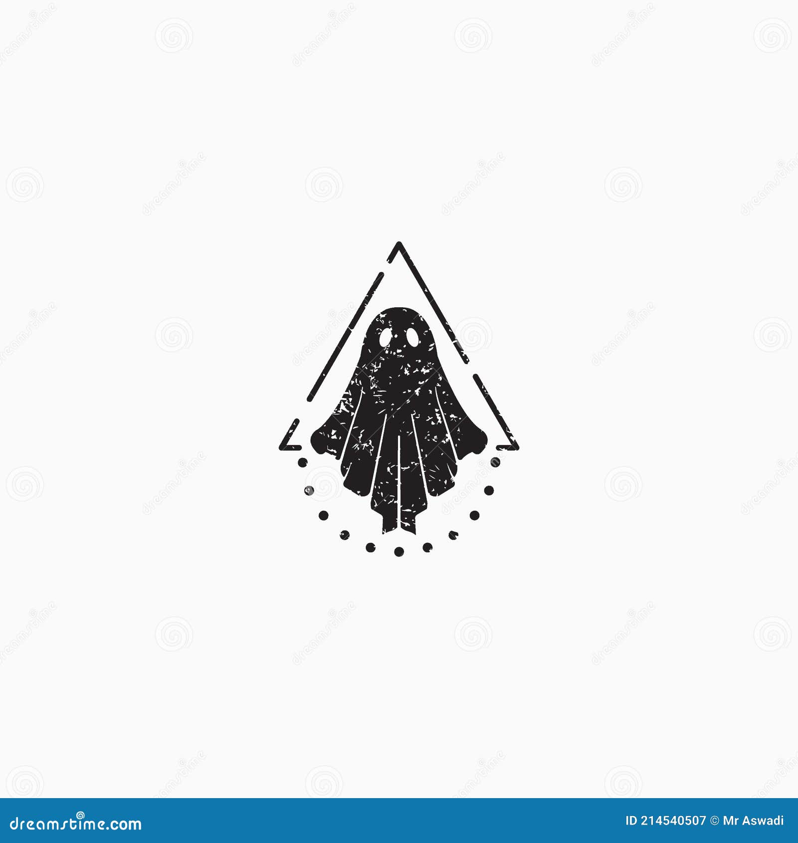 Ghost with Sacred Geometry Logo Design Template Vector Illustration ...
