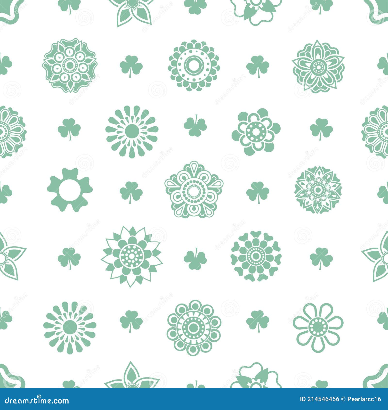 Green Mint Abstract Floral Mandala Flower Pattern Stock Vector ...