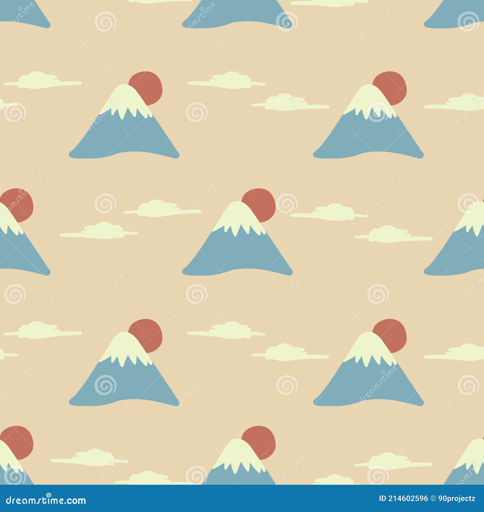Mt Fuji Japan Illustration, Japanese Seamless Pattern, Vector ...