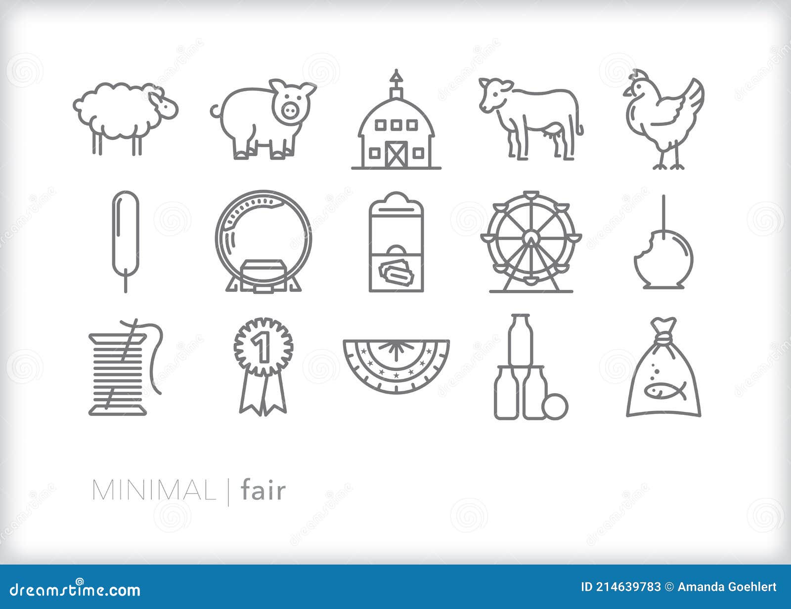 Fair Icons of Animals, Crafts and Objects at a State or County Fair ...